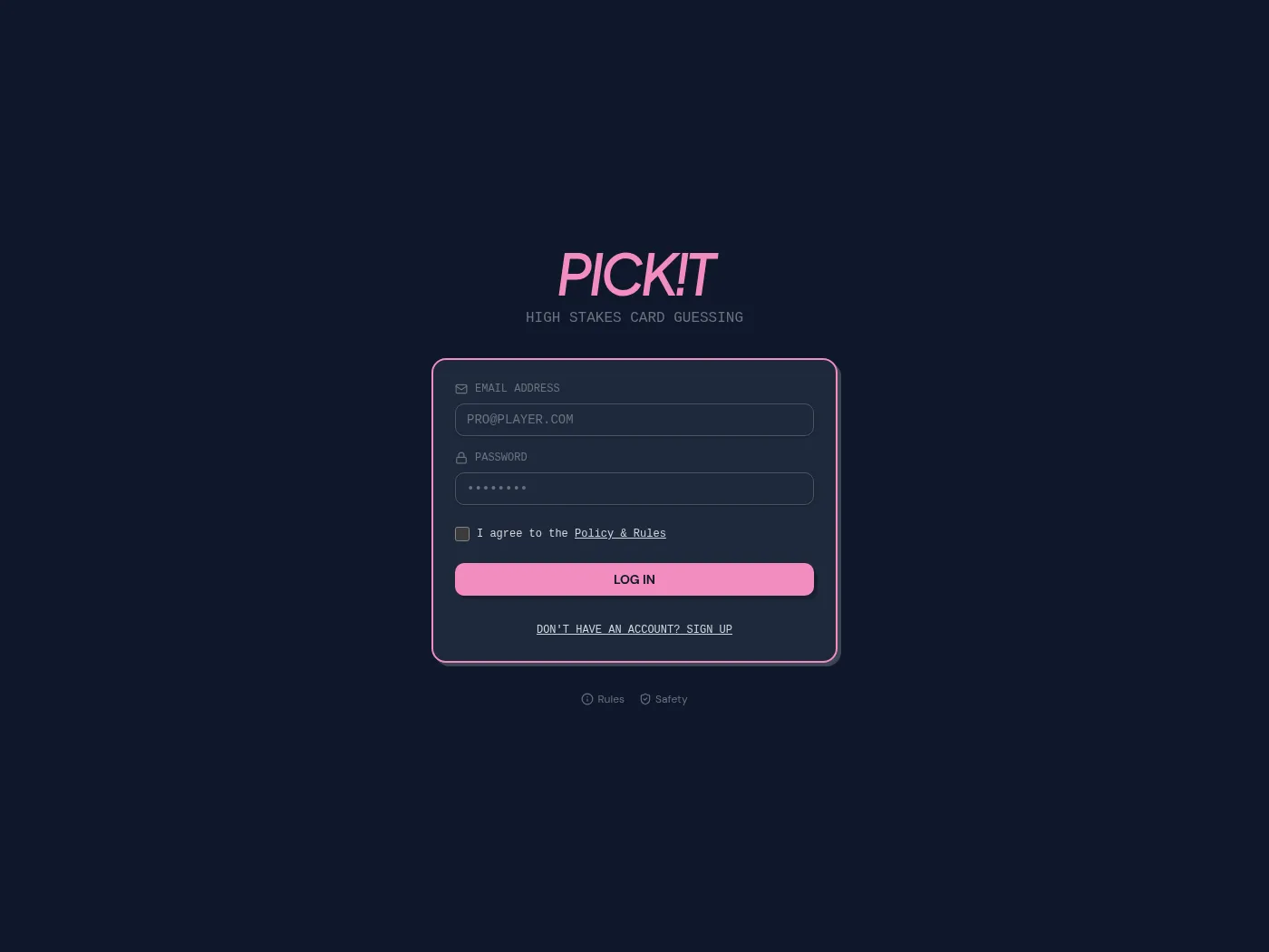 Pick!t Bet Game