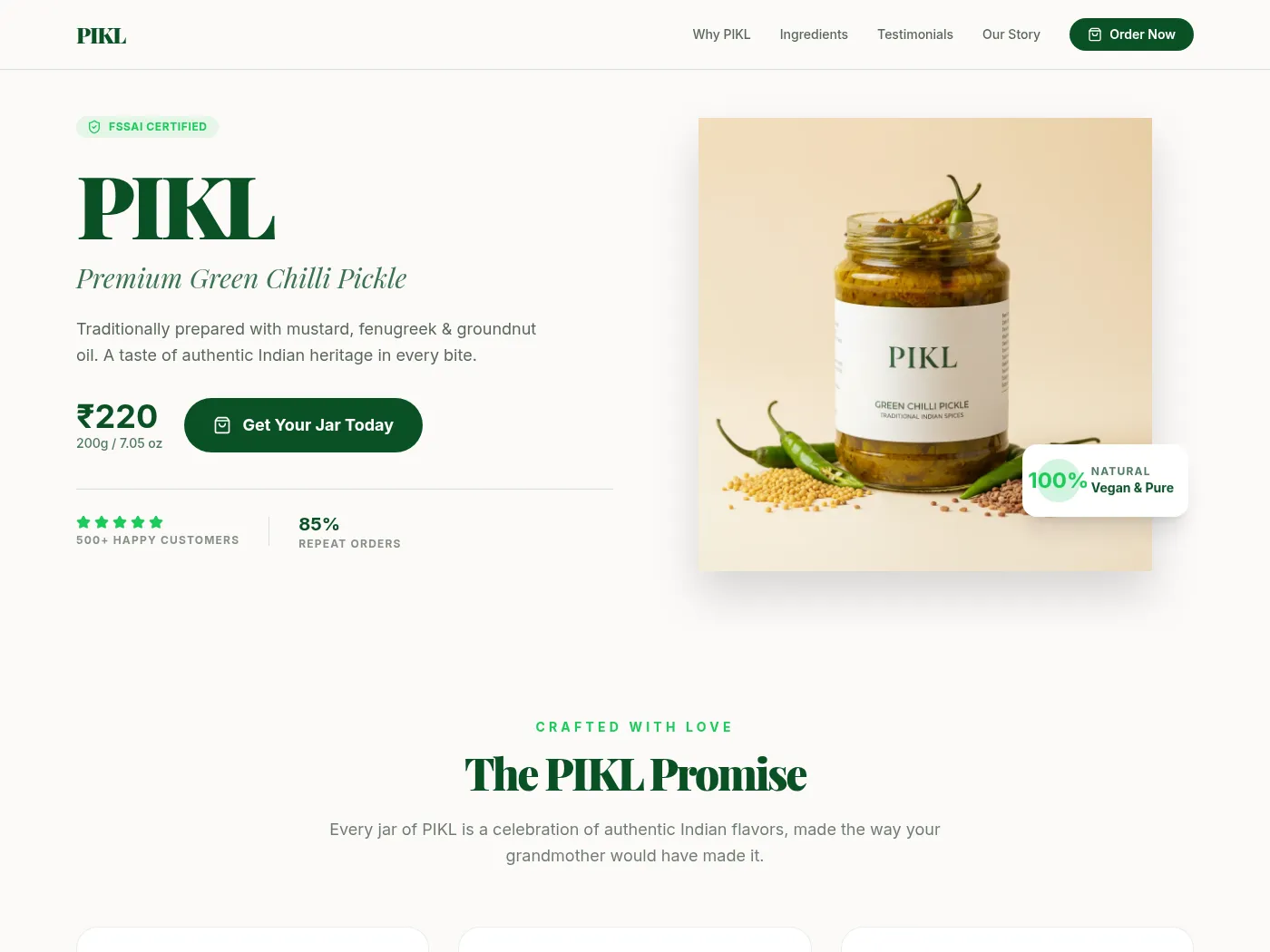 Pikl Landing Clone