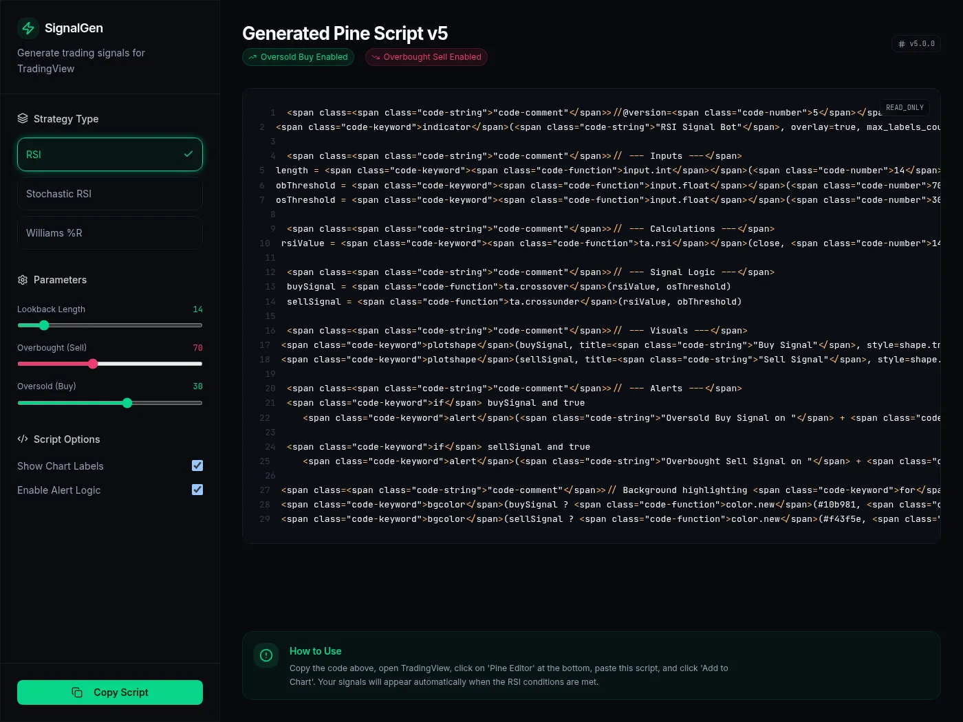 Pine Script Signal Generator