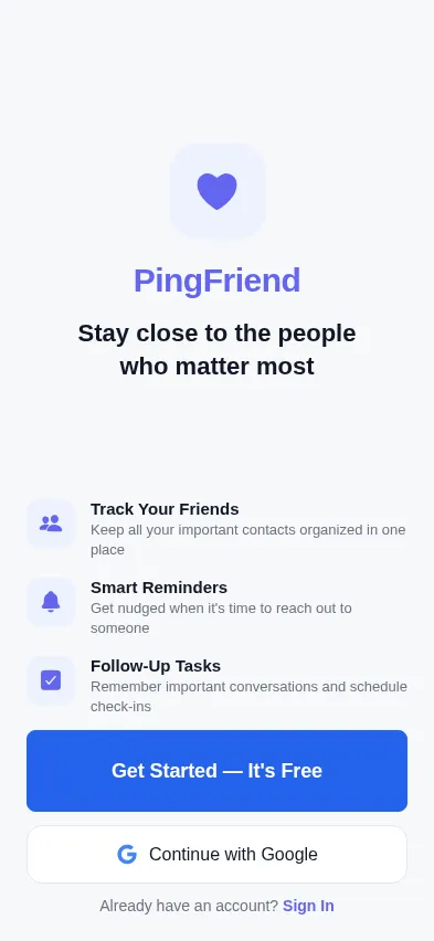 PingFriend Mobile App