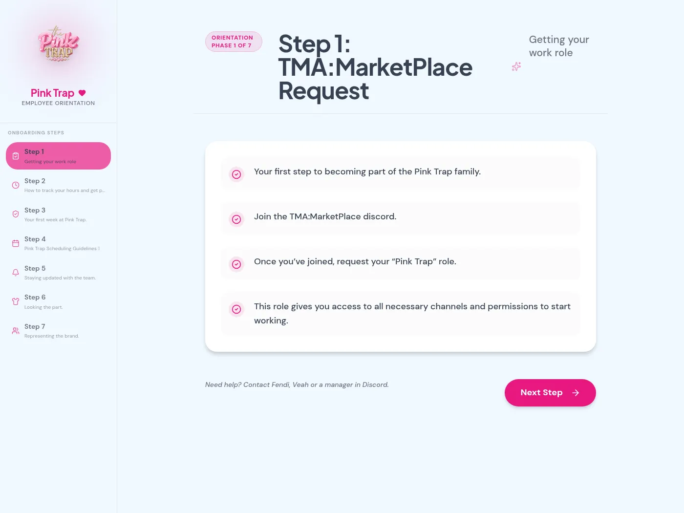 Pink Trap Onboarding
