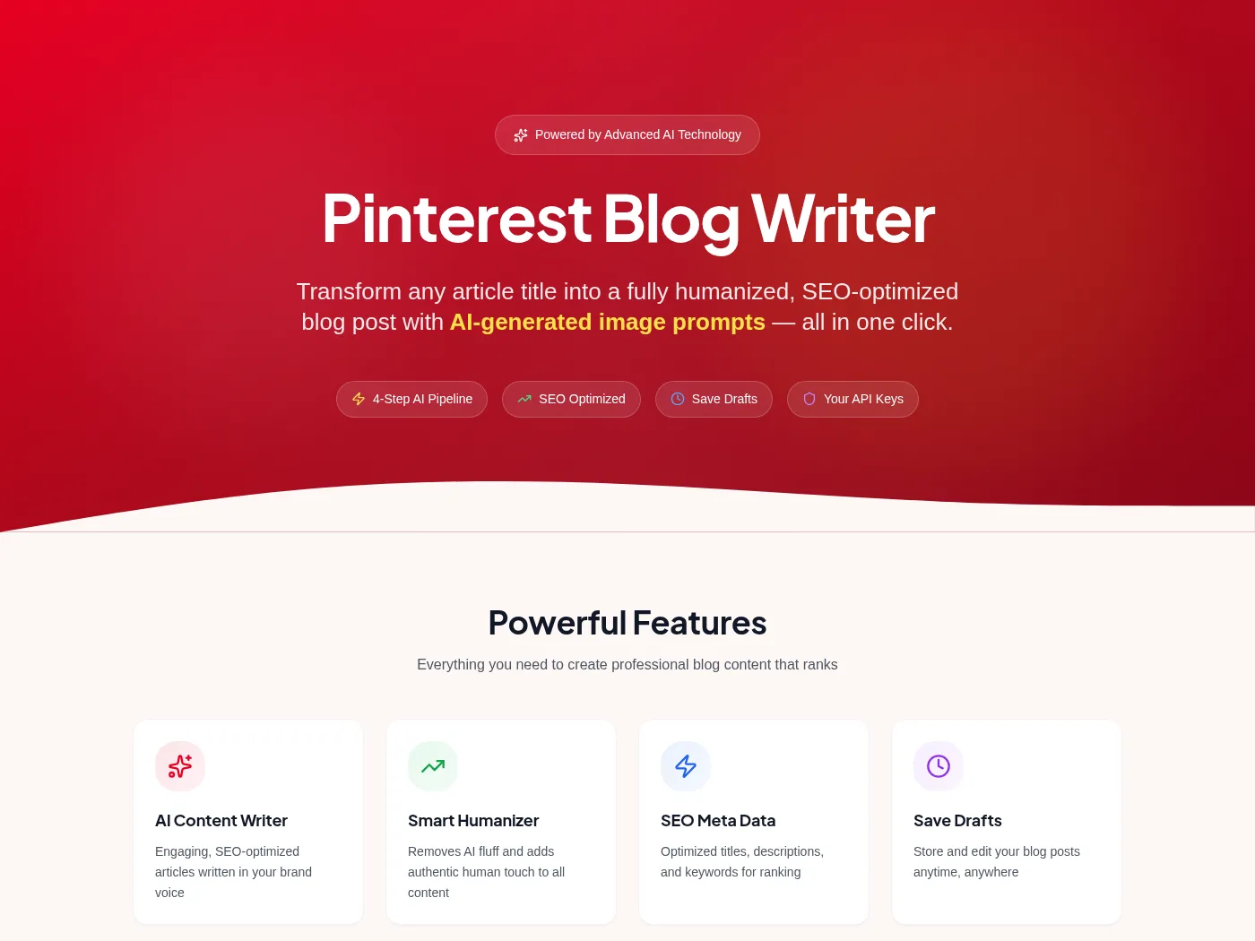 Pinterest Blog Writer App