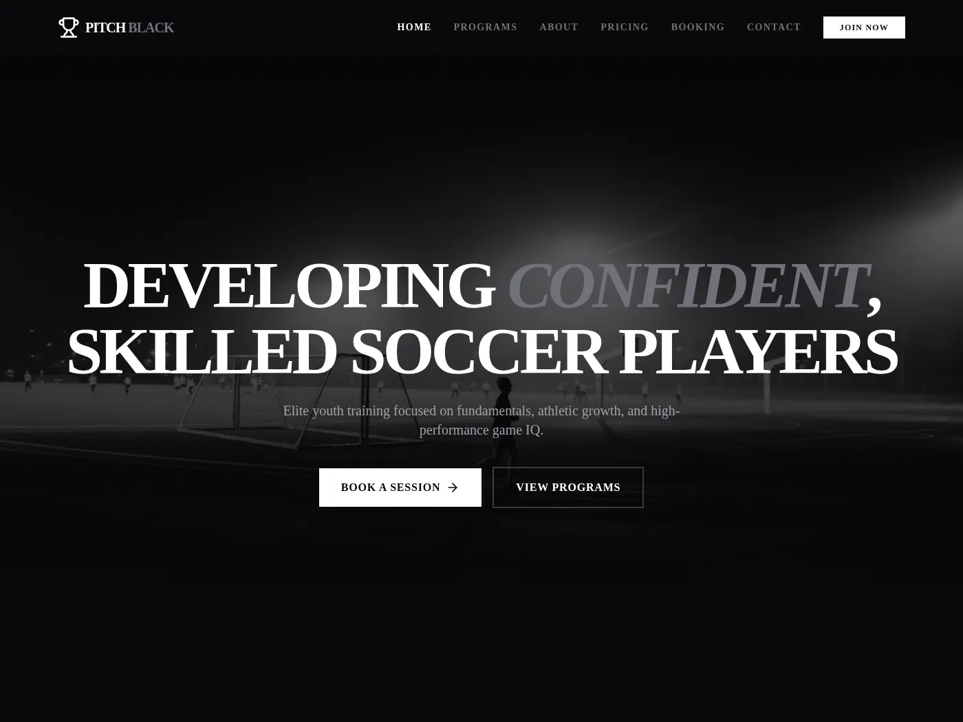 Pitch Black Soccer Site