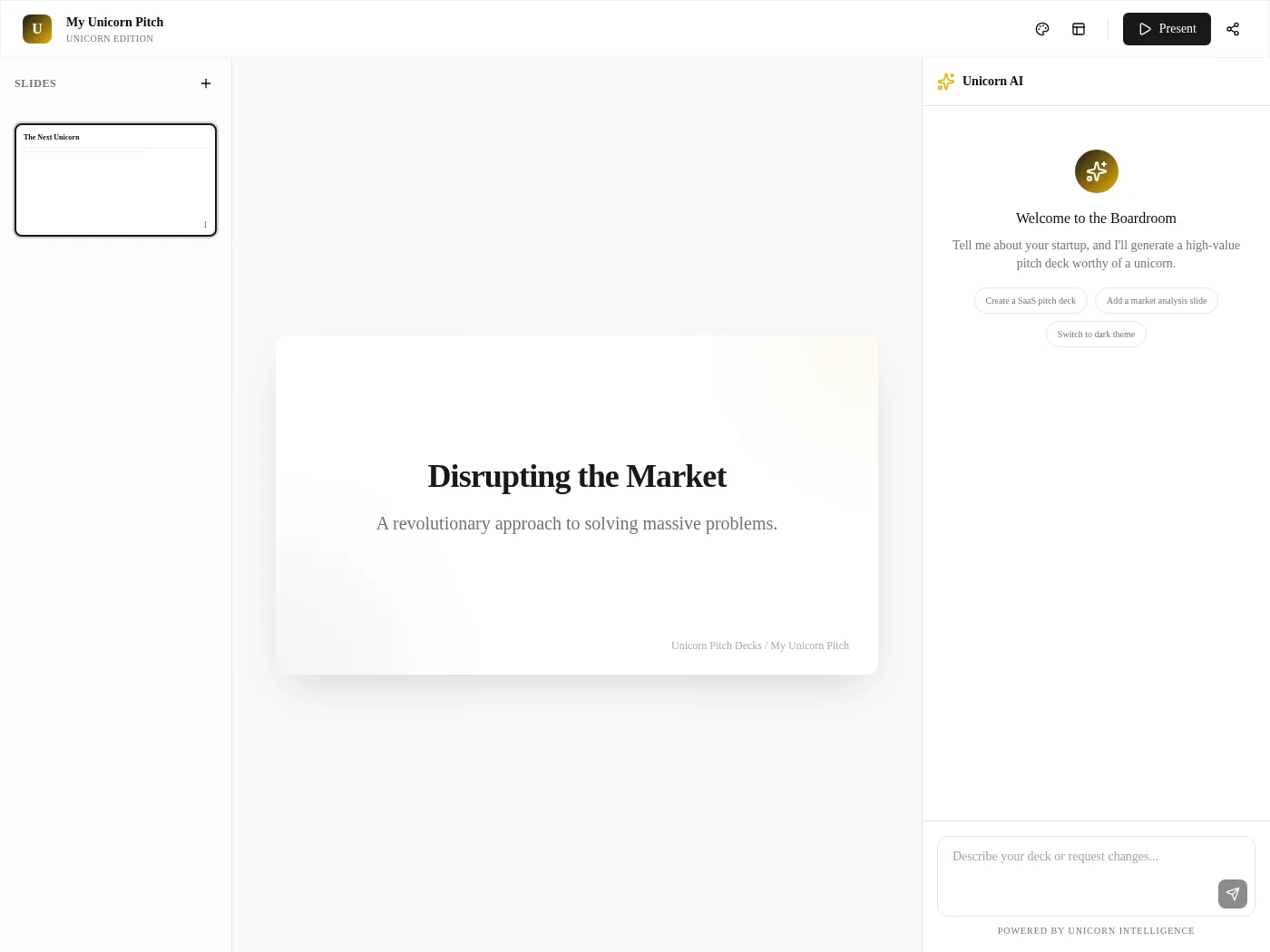 Unicorn Pitch Decks