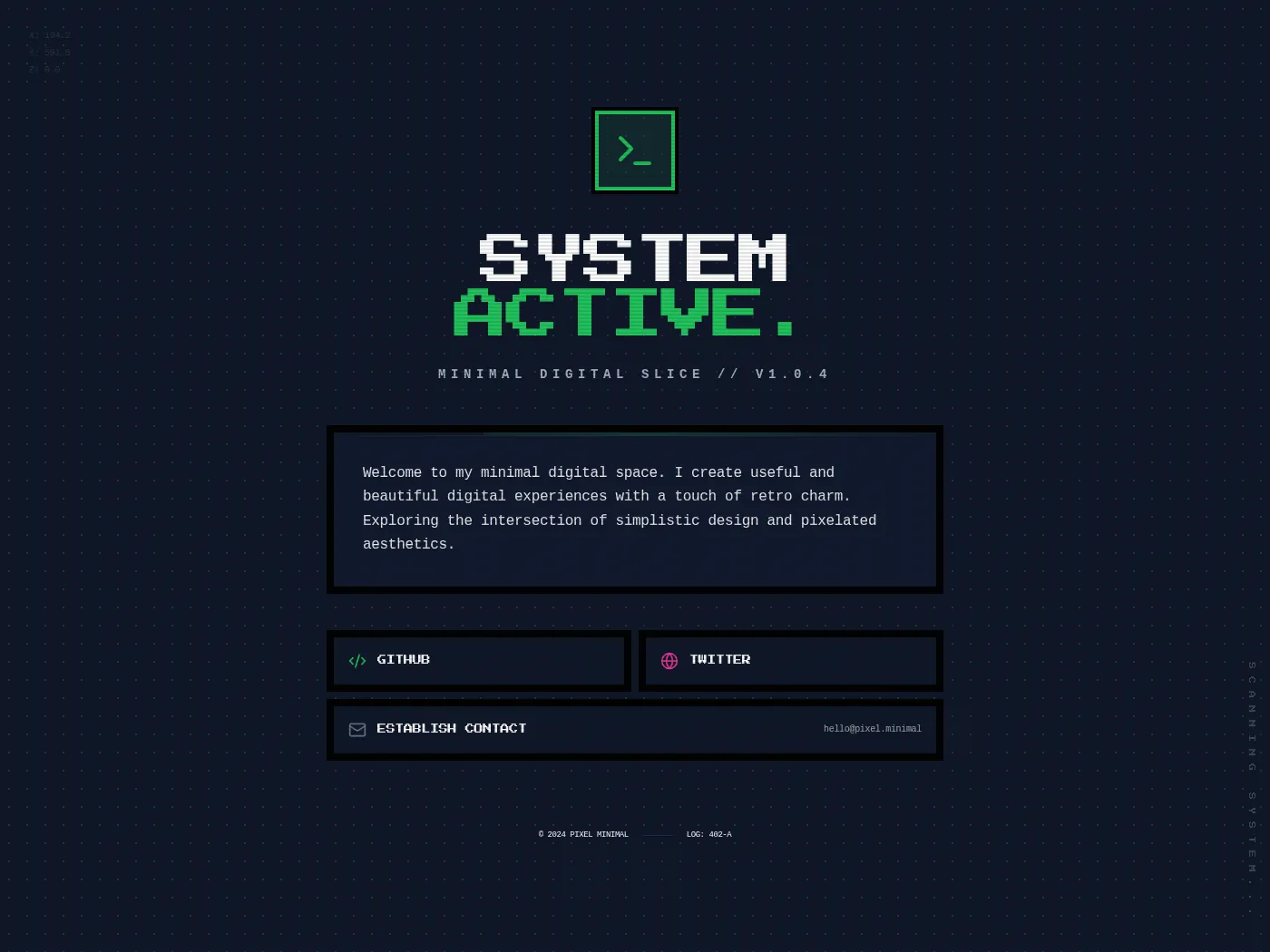 Pixelated Minimal Homepage