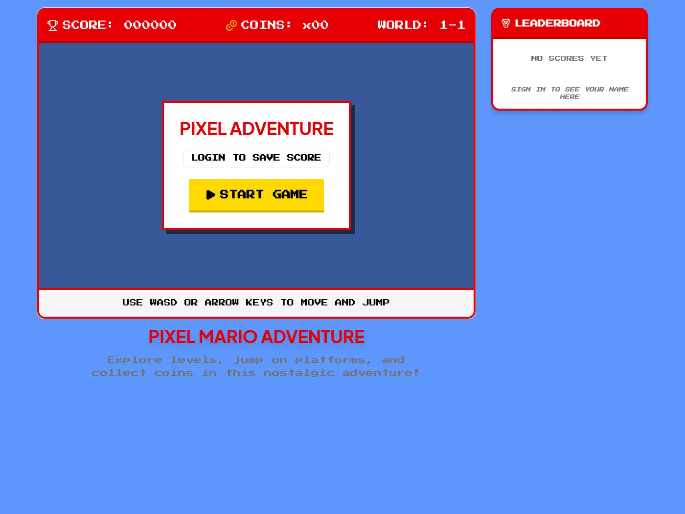 Pixel Mario Adventure