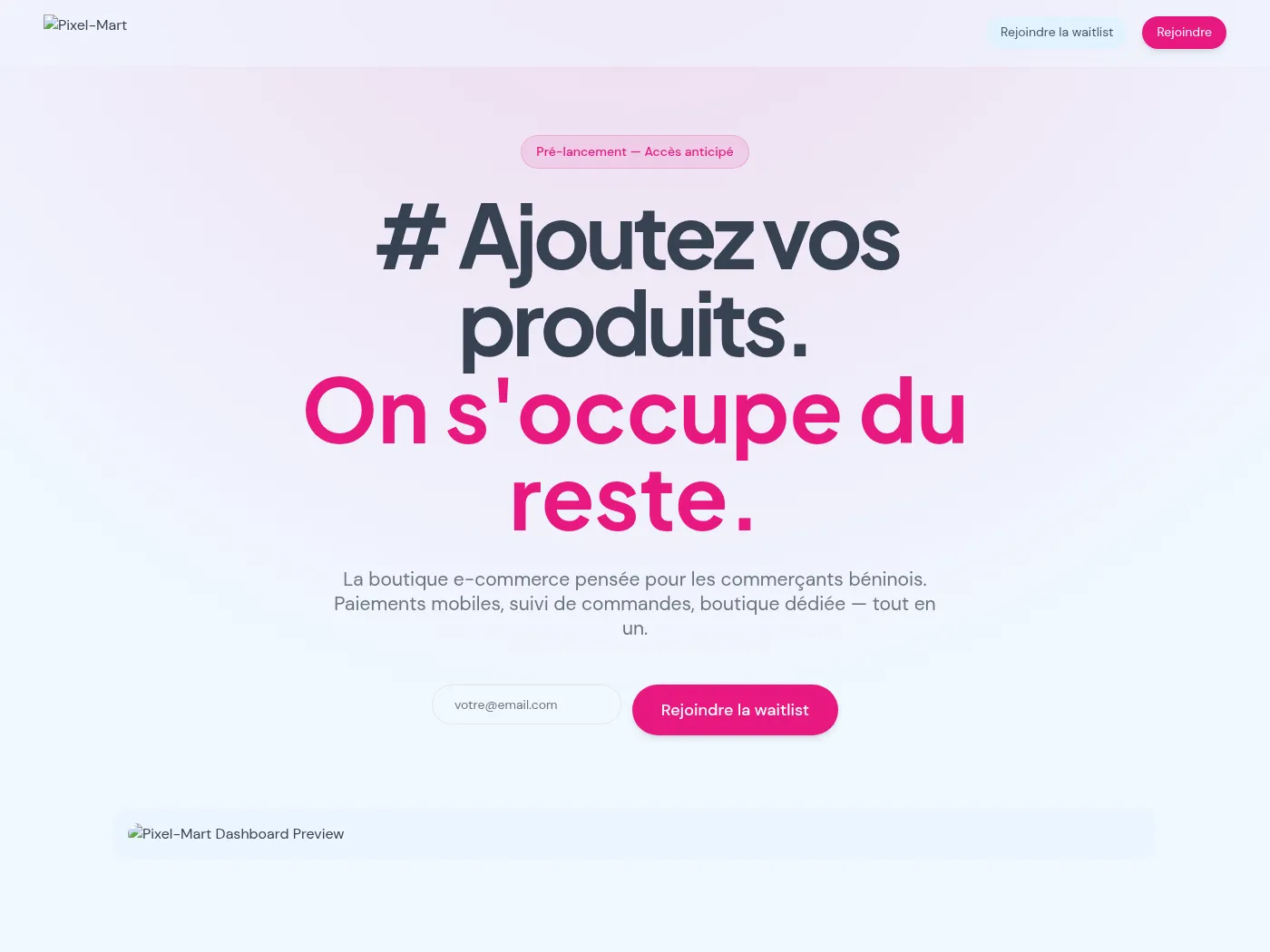 PixelMart Landing Page