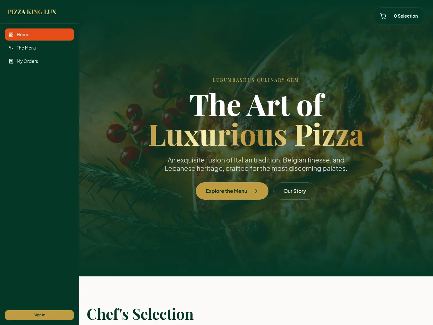 Pizza King Lux Ordering