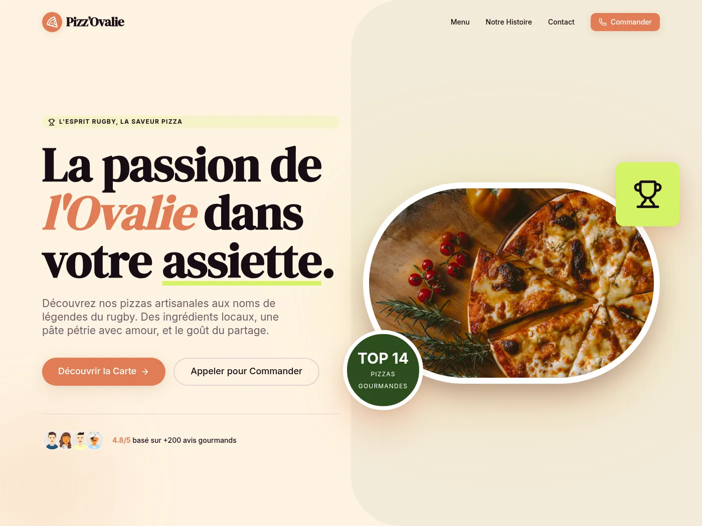 Pizz’Ovalie Web Menu