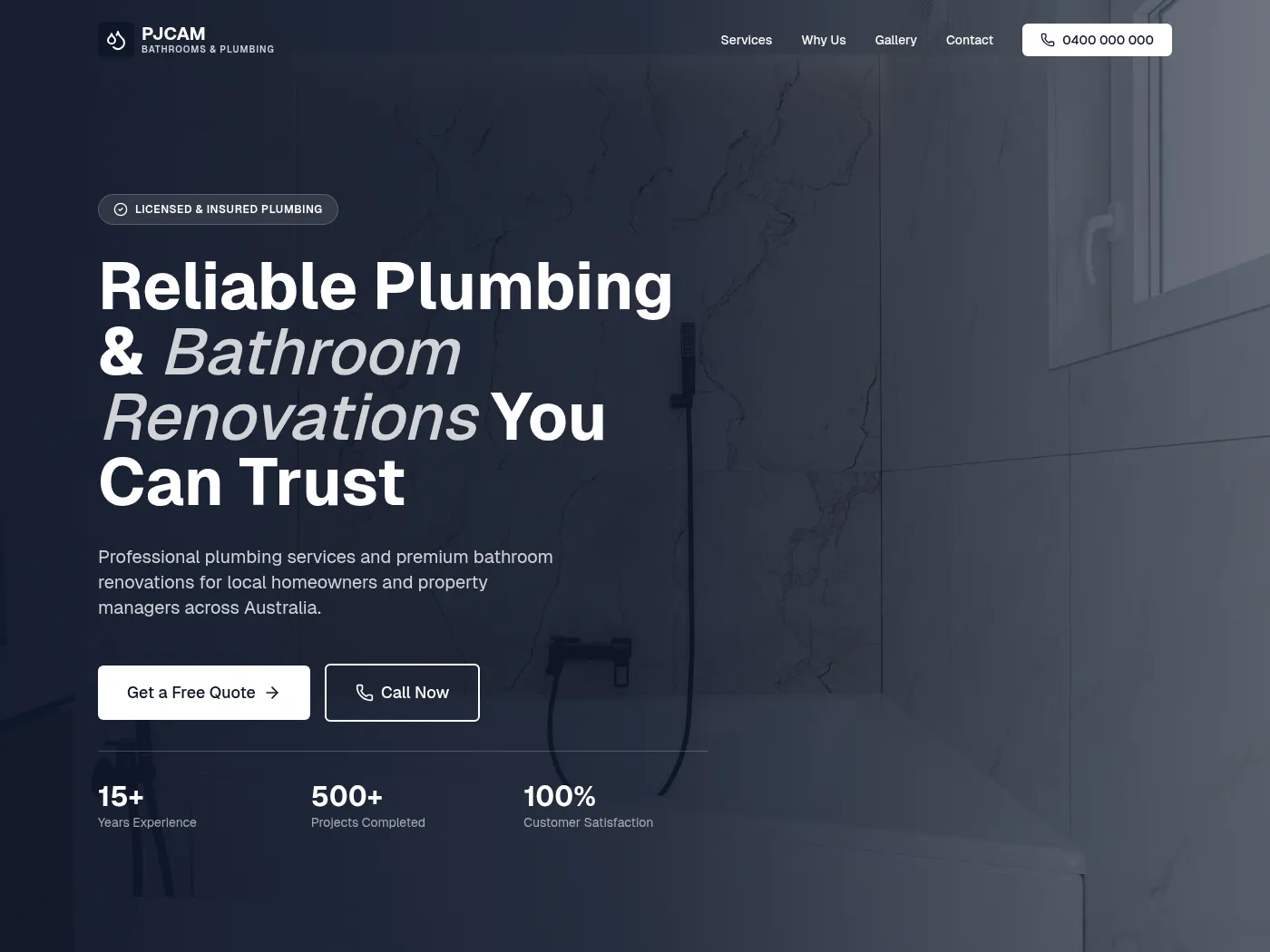 PJCAM Plumbing Website