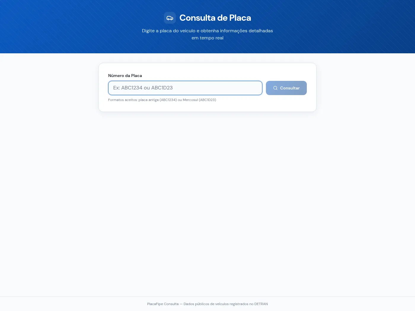 PlacaFipe Form Consulta