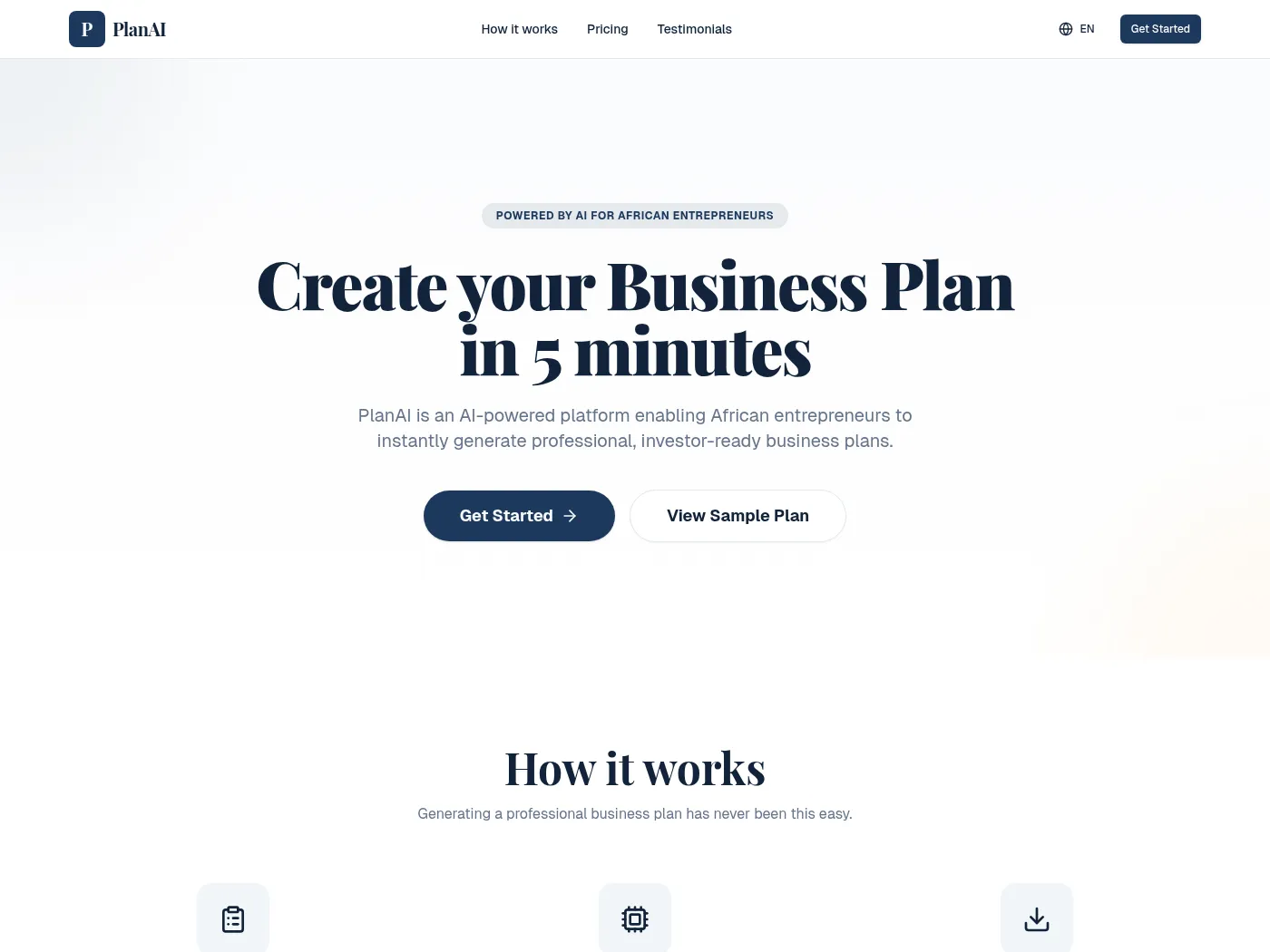 PlanAI Business Plan SaaS