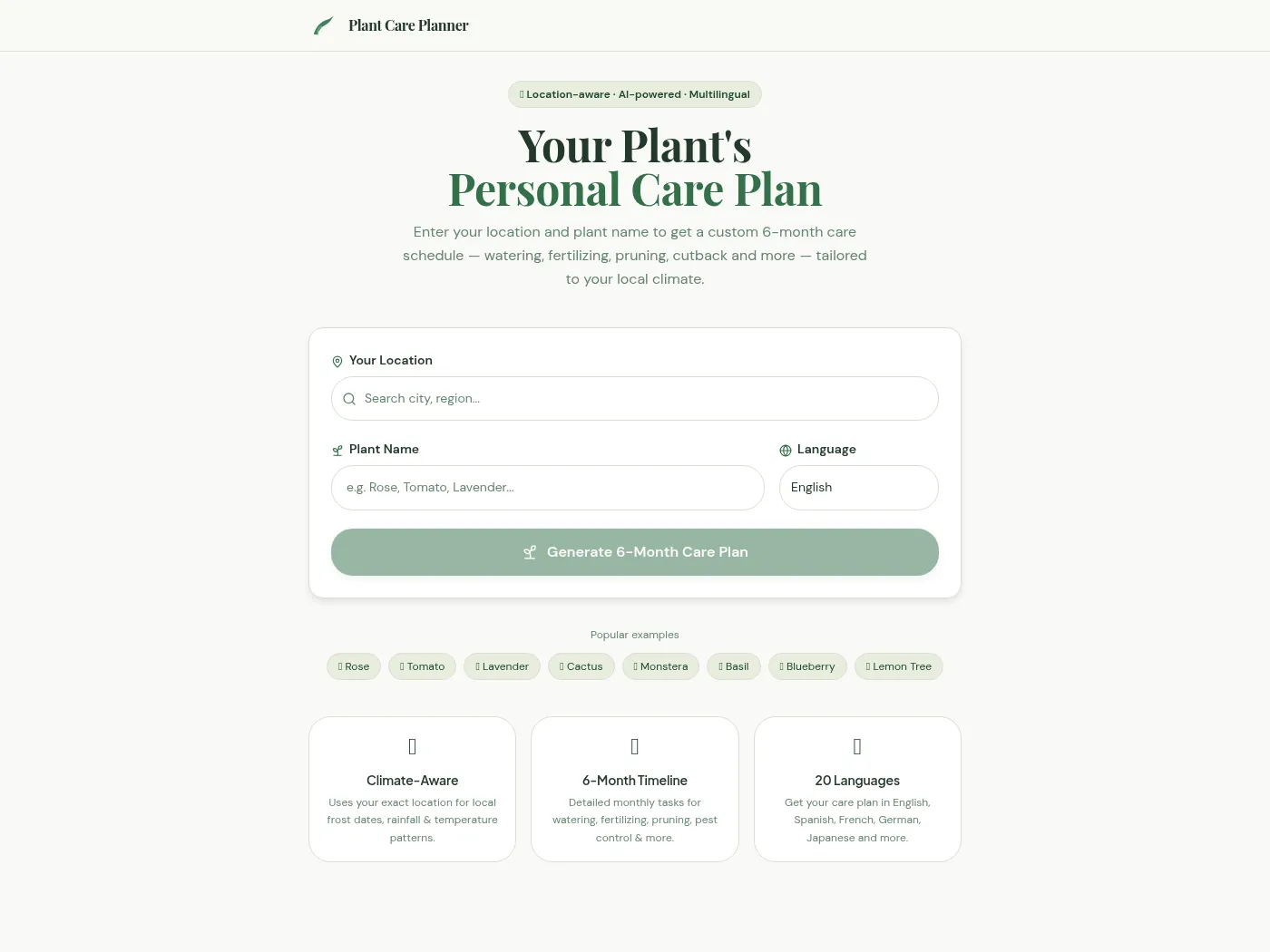 Plant Care Planner
