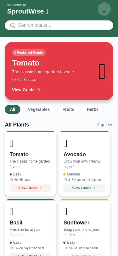 SproutWise Plant Guide