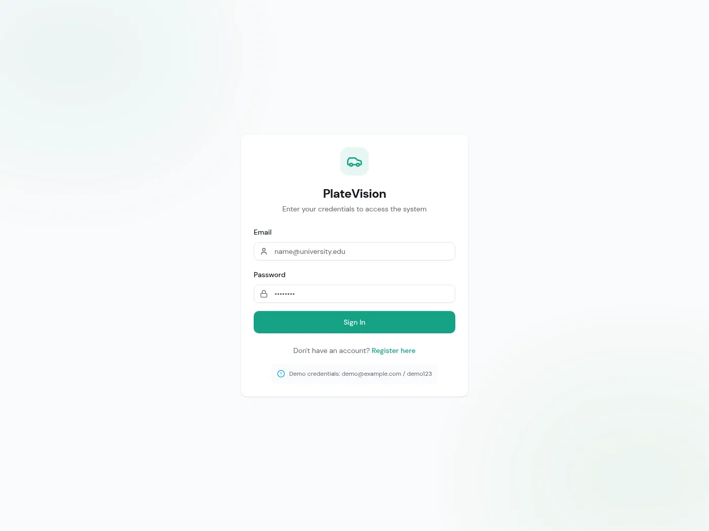 PlateVision Dashboard