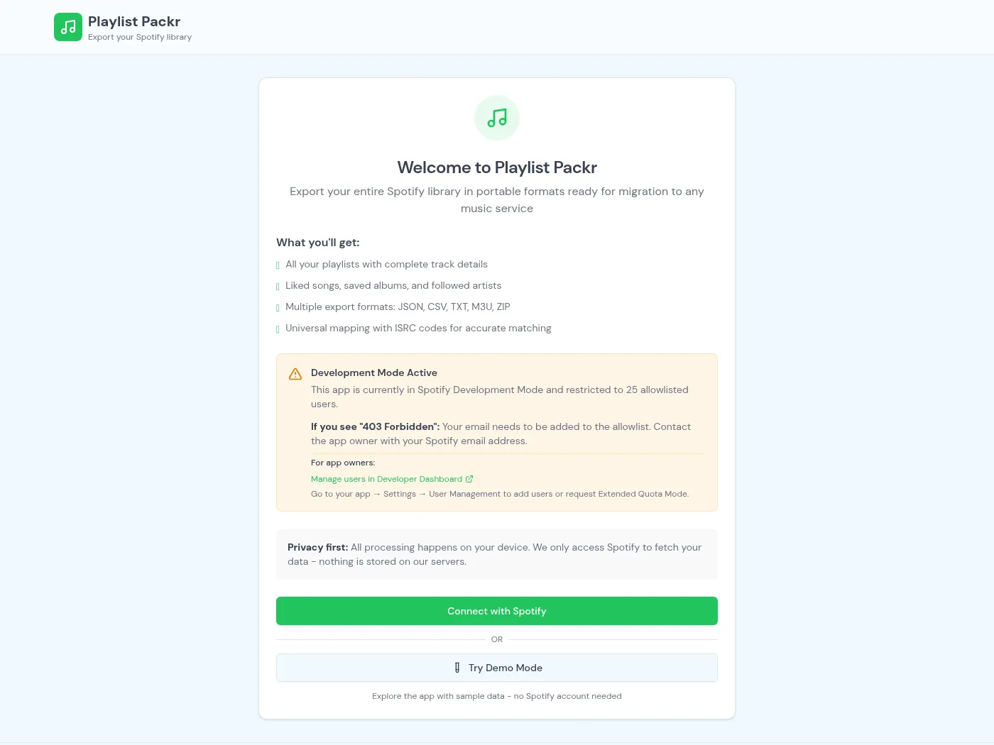 Playlist Packr – Effortless Spotify Library Exporter for Universal Migration