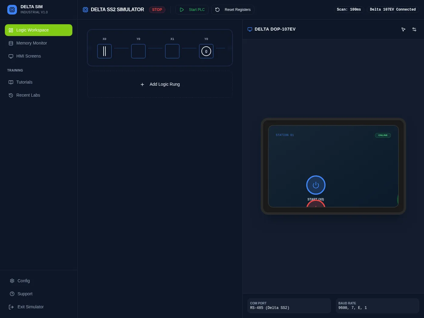 PLC-HMI 2D Simulator