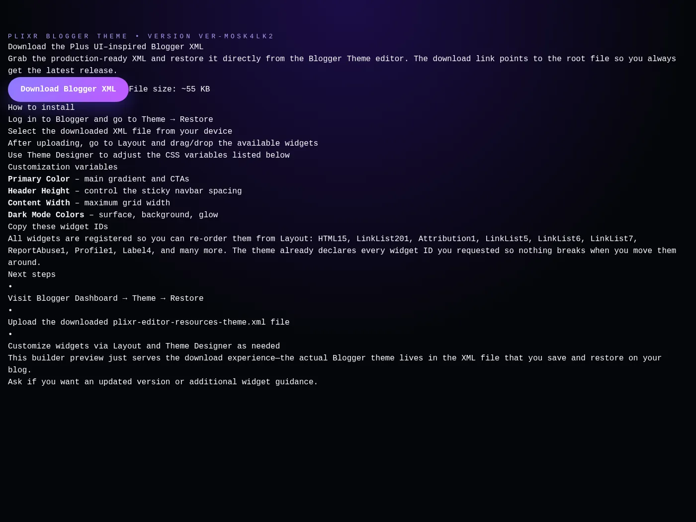 Plixr Blogger Theme