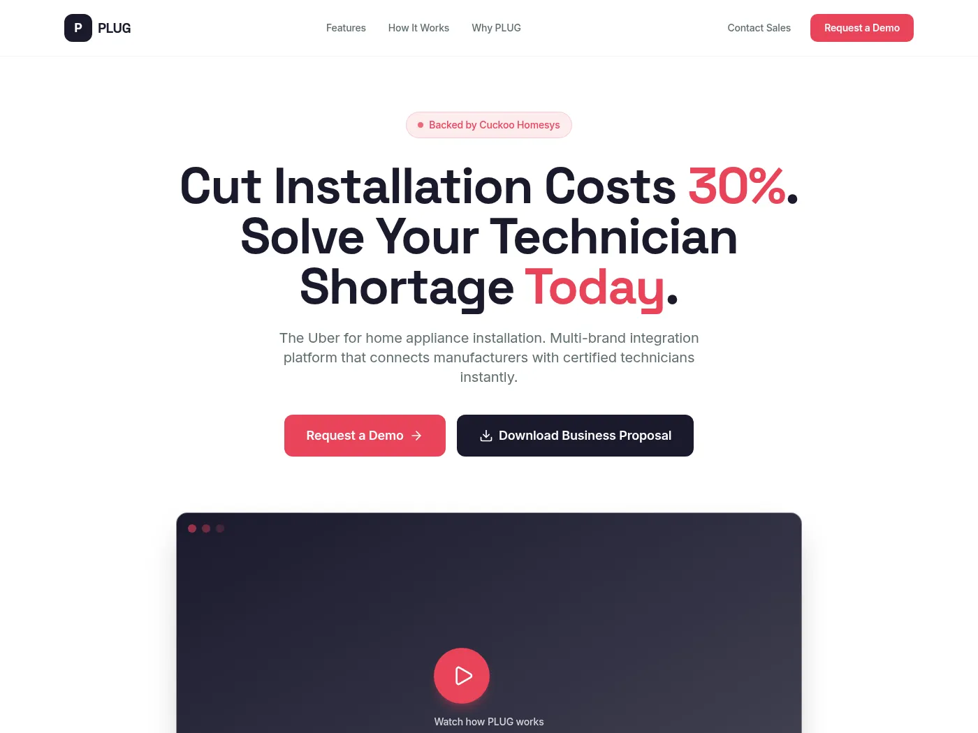 PLUG B2B Landing Page