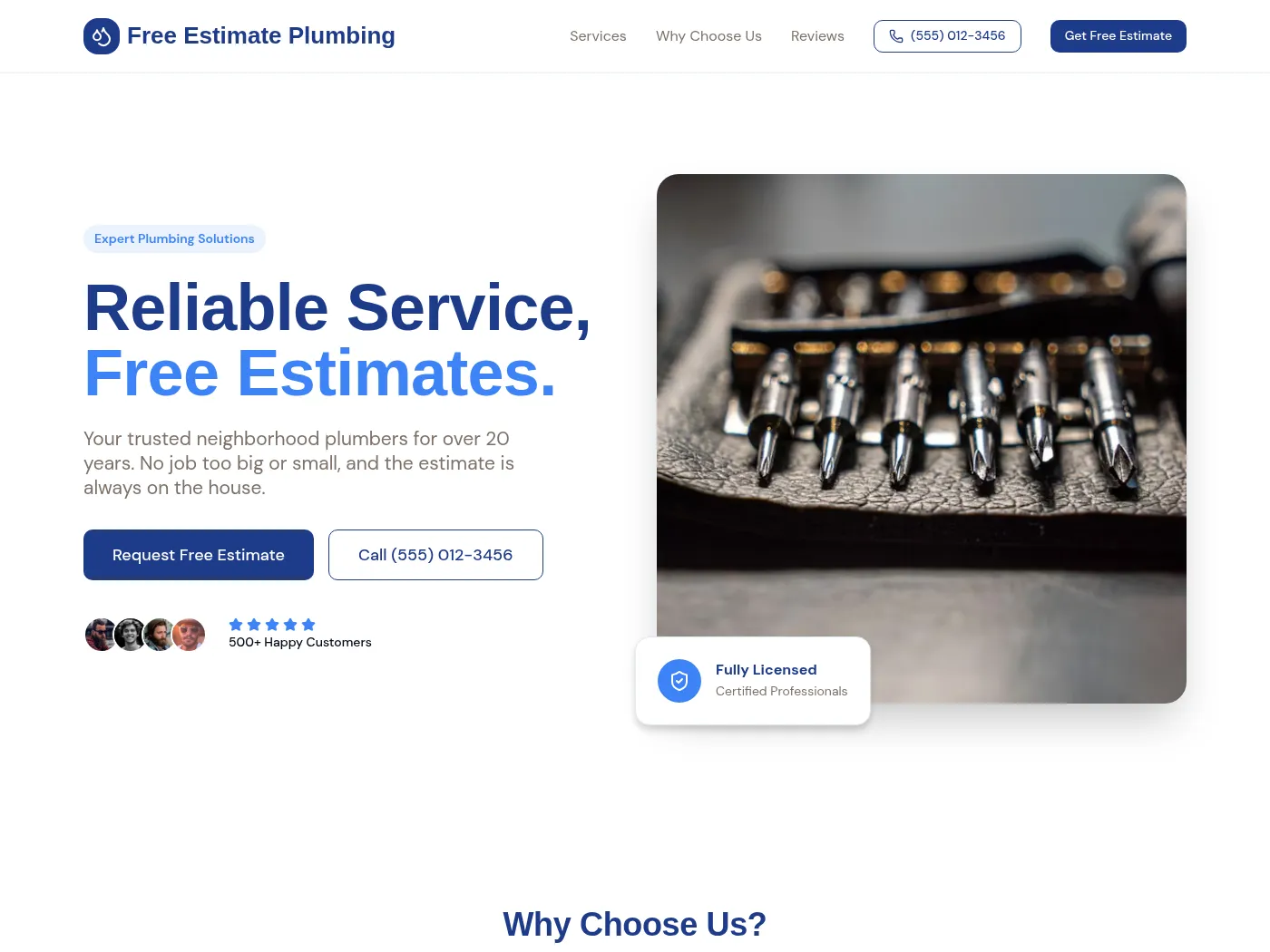 Free Estimate Plumbing Page