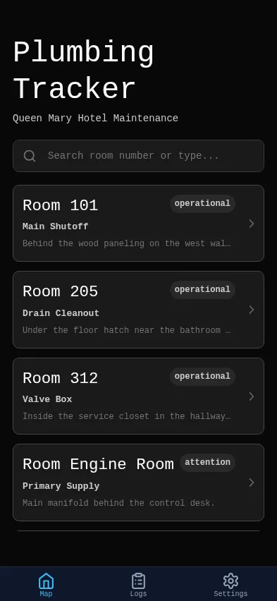 Plumbing Map Tracker