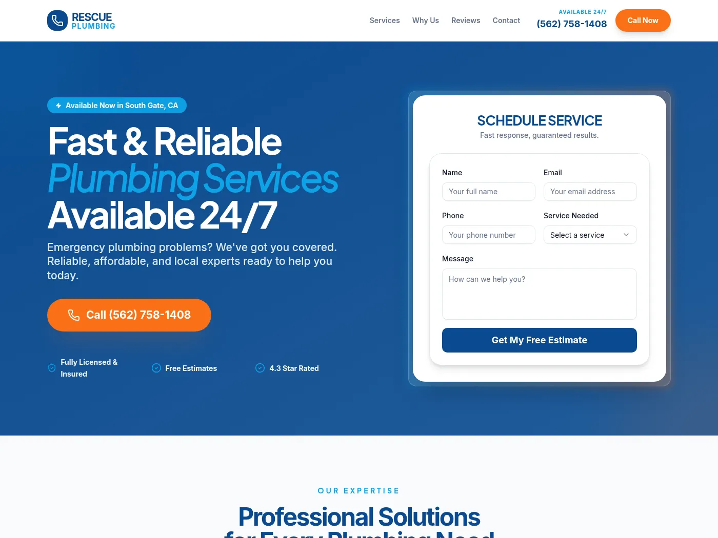 Rescue Plumbing Website