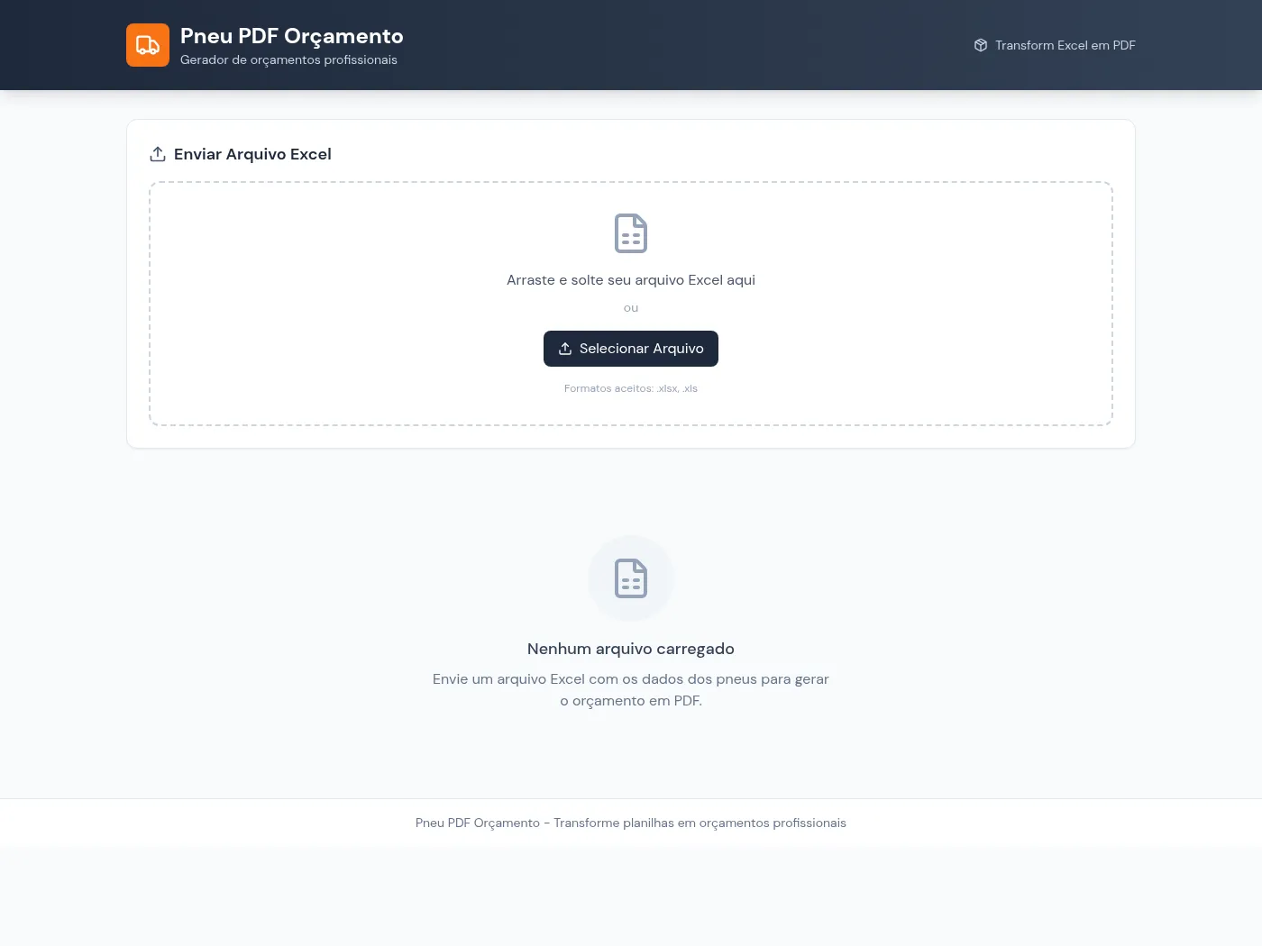Pneu PDF Orçamento App