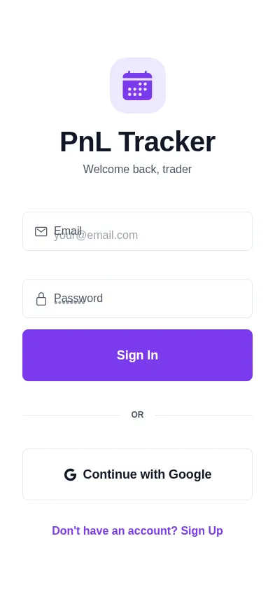 PnL Calendar Tracker