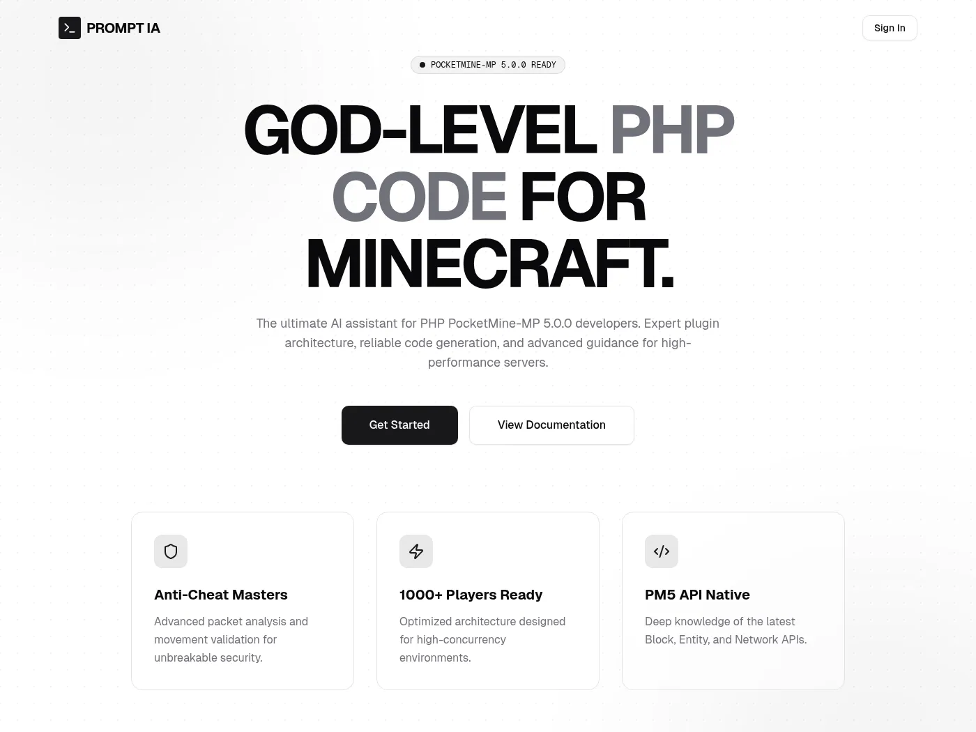 PromptIA PocketMine Helper