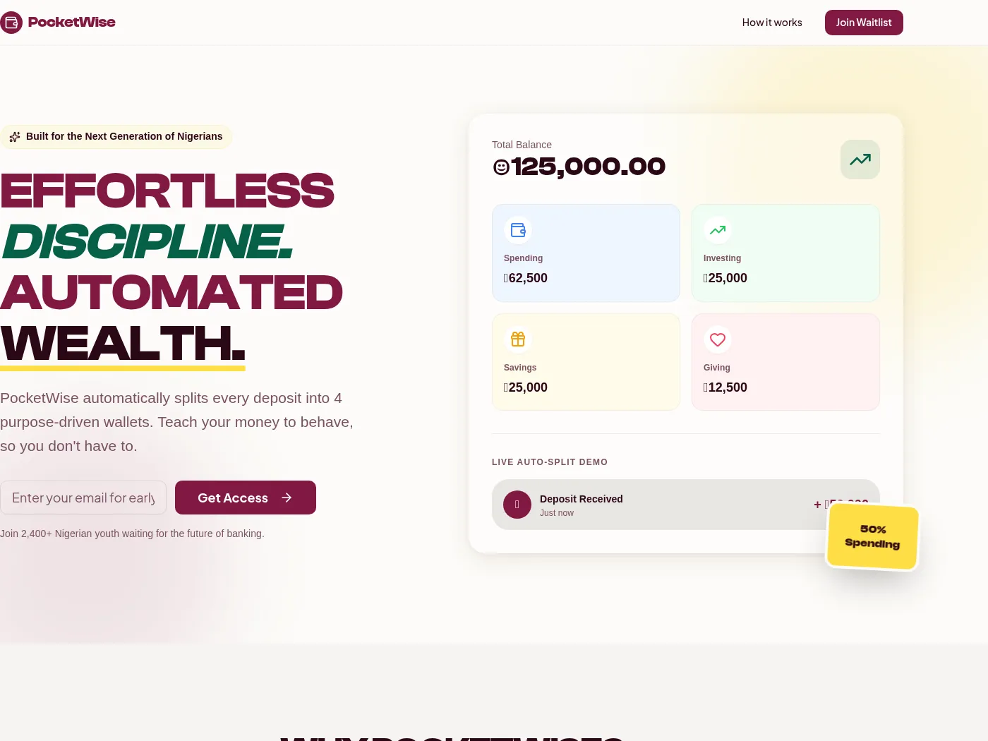 PocketWise Waitlist Launch