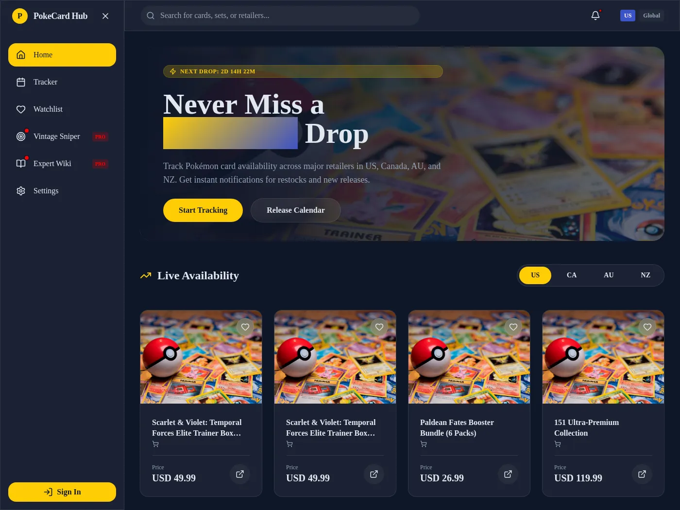 PokeCard Tracker Hub