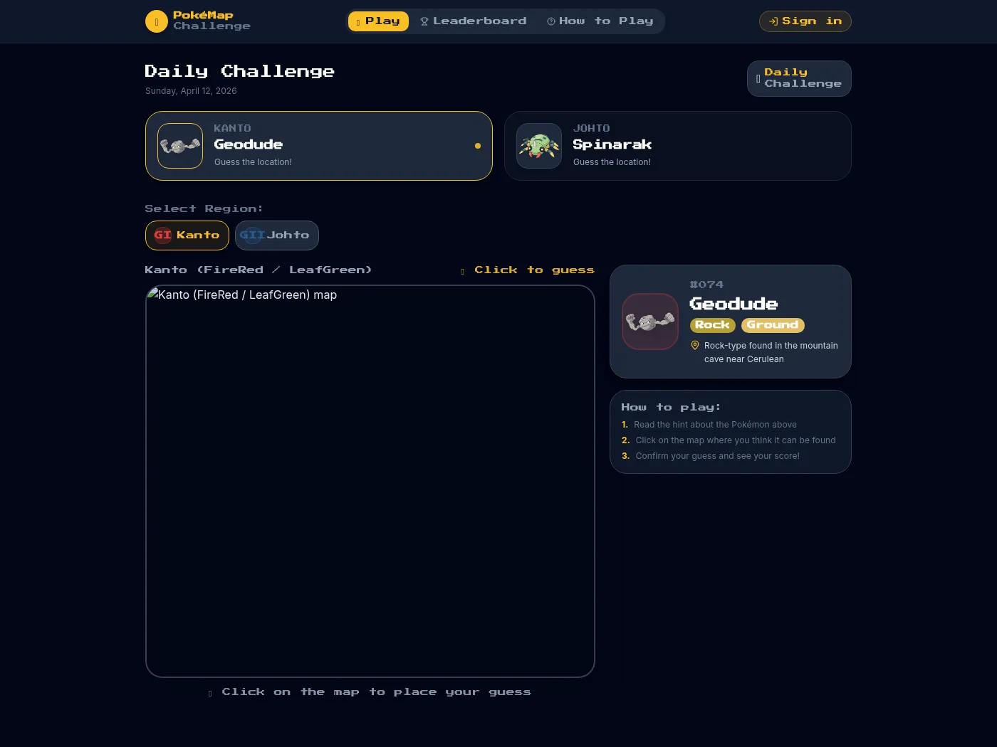 Pokémon MapTap Challenge