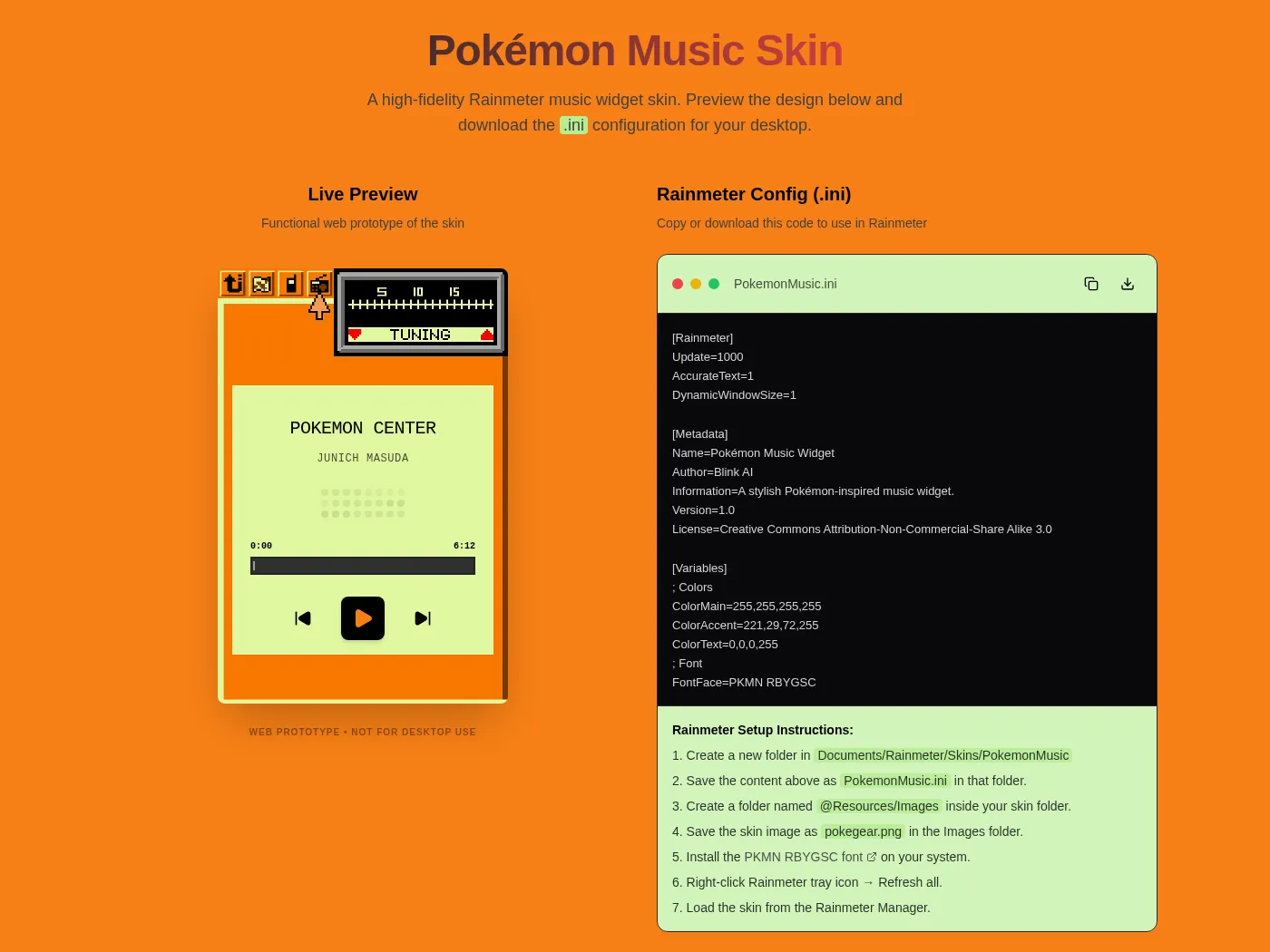 Pokémon Music Widget