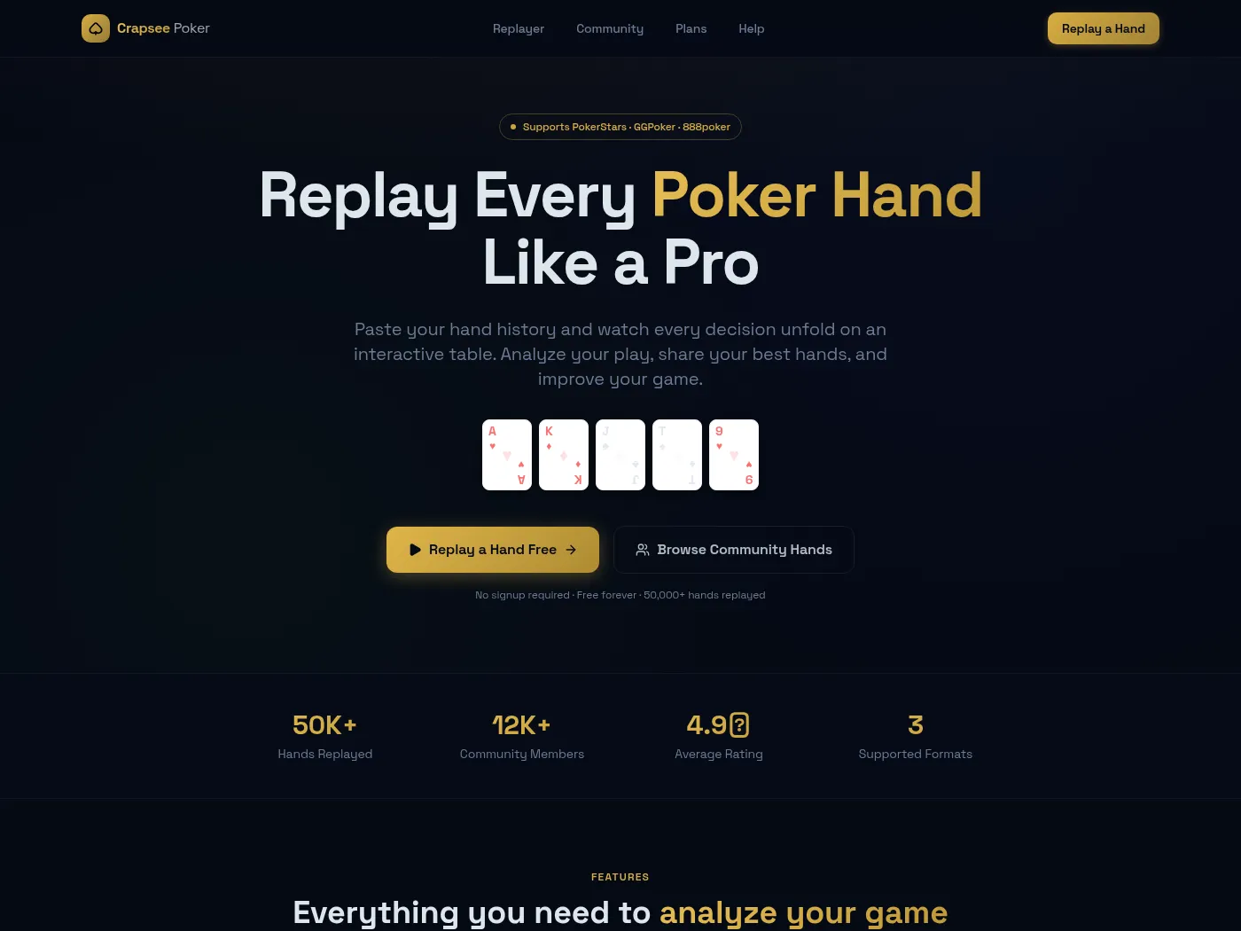 Crapsee Poker Replayer