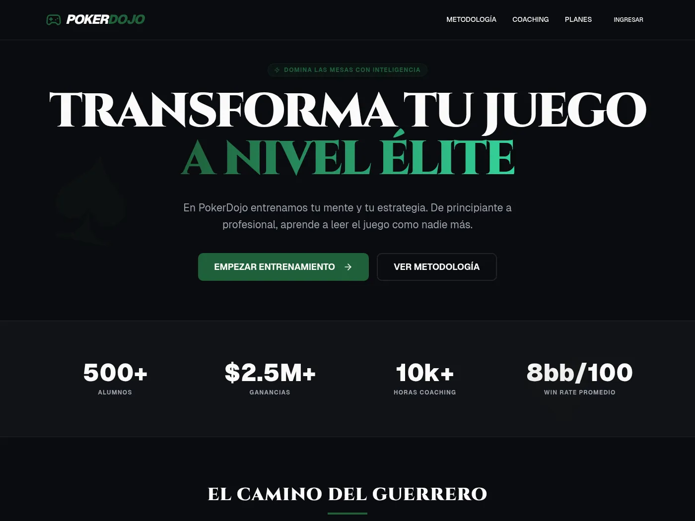 PokerDojo Landing Page