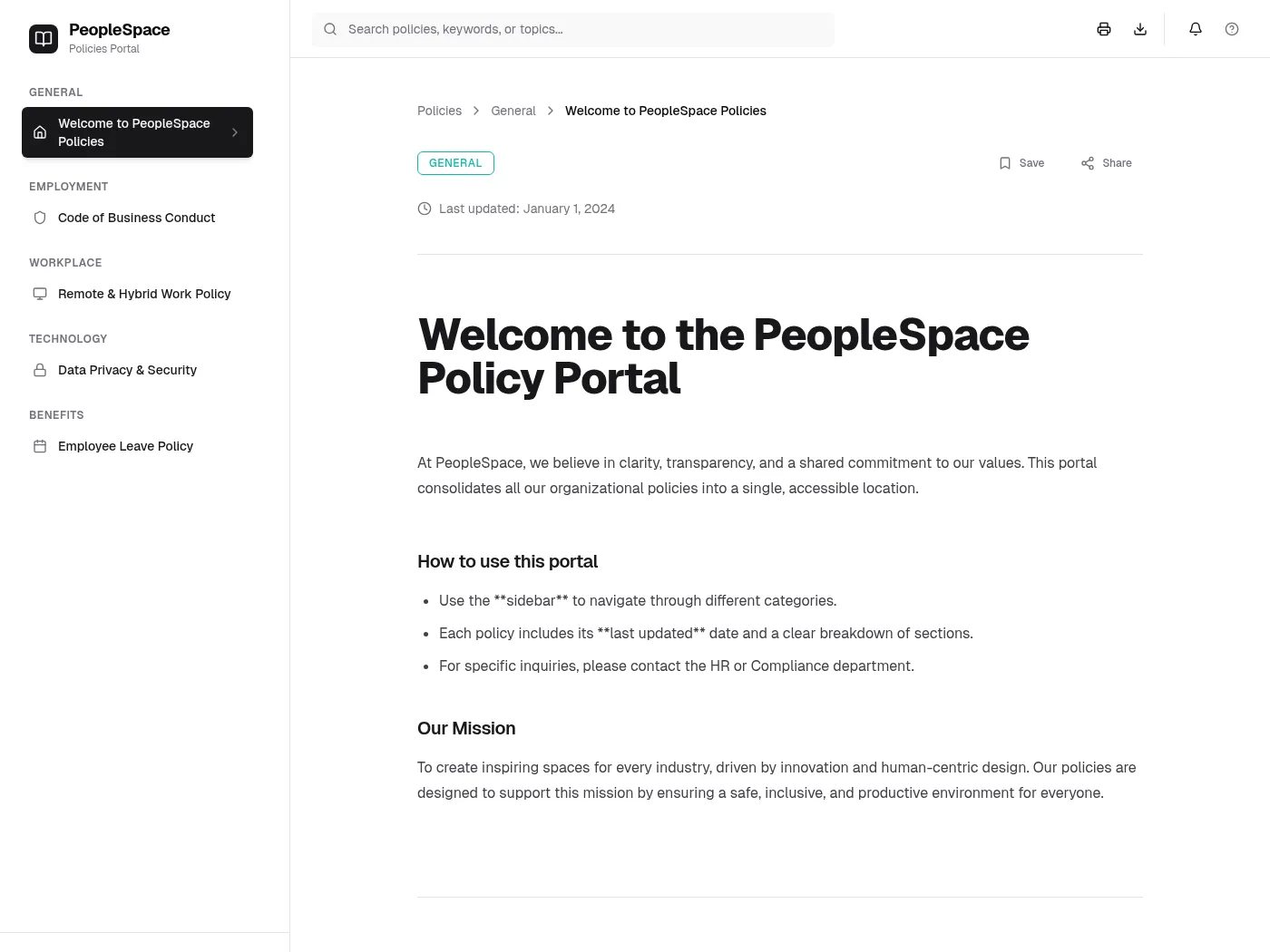 Company Policies Portal