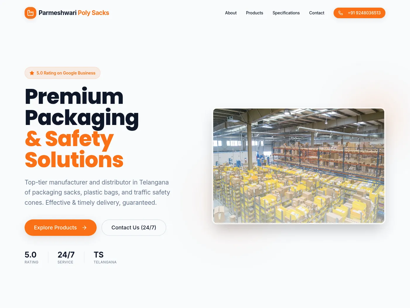 Poly Sacks Landing Page