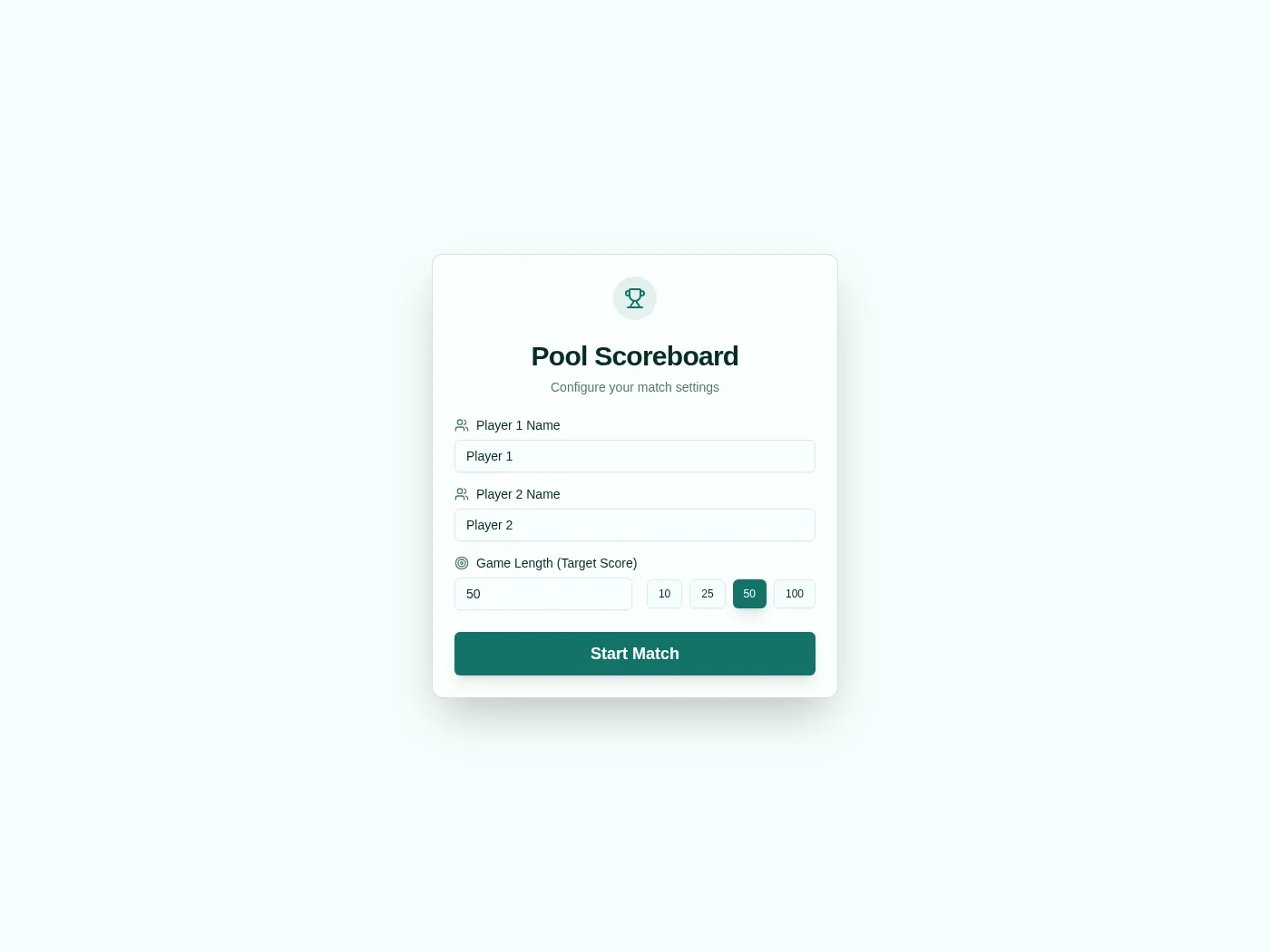 Pool Billiard Scoreboard