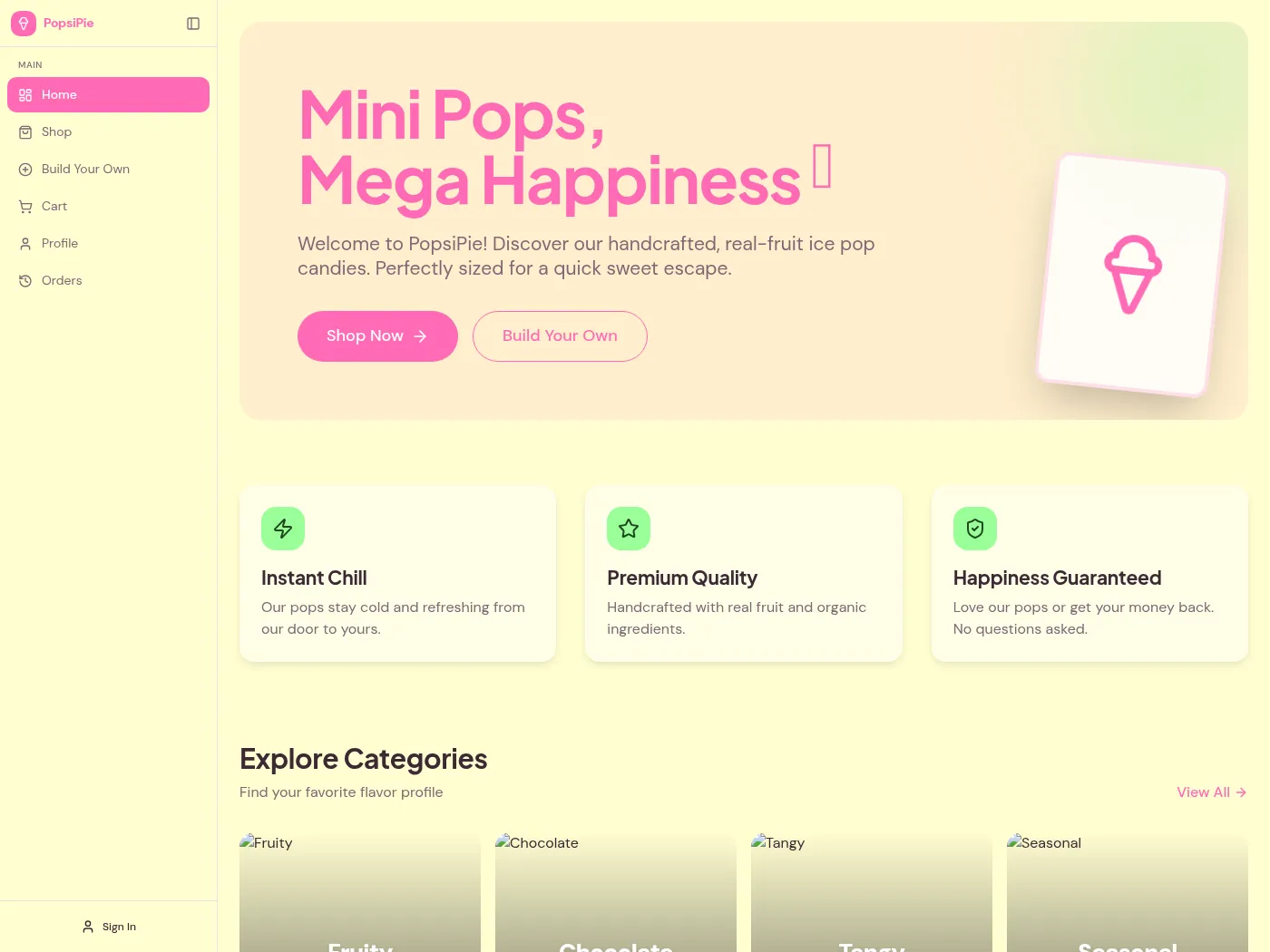PopsiPie E-Commerce App