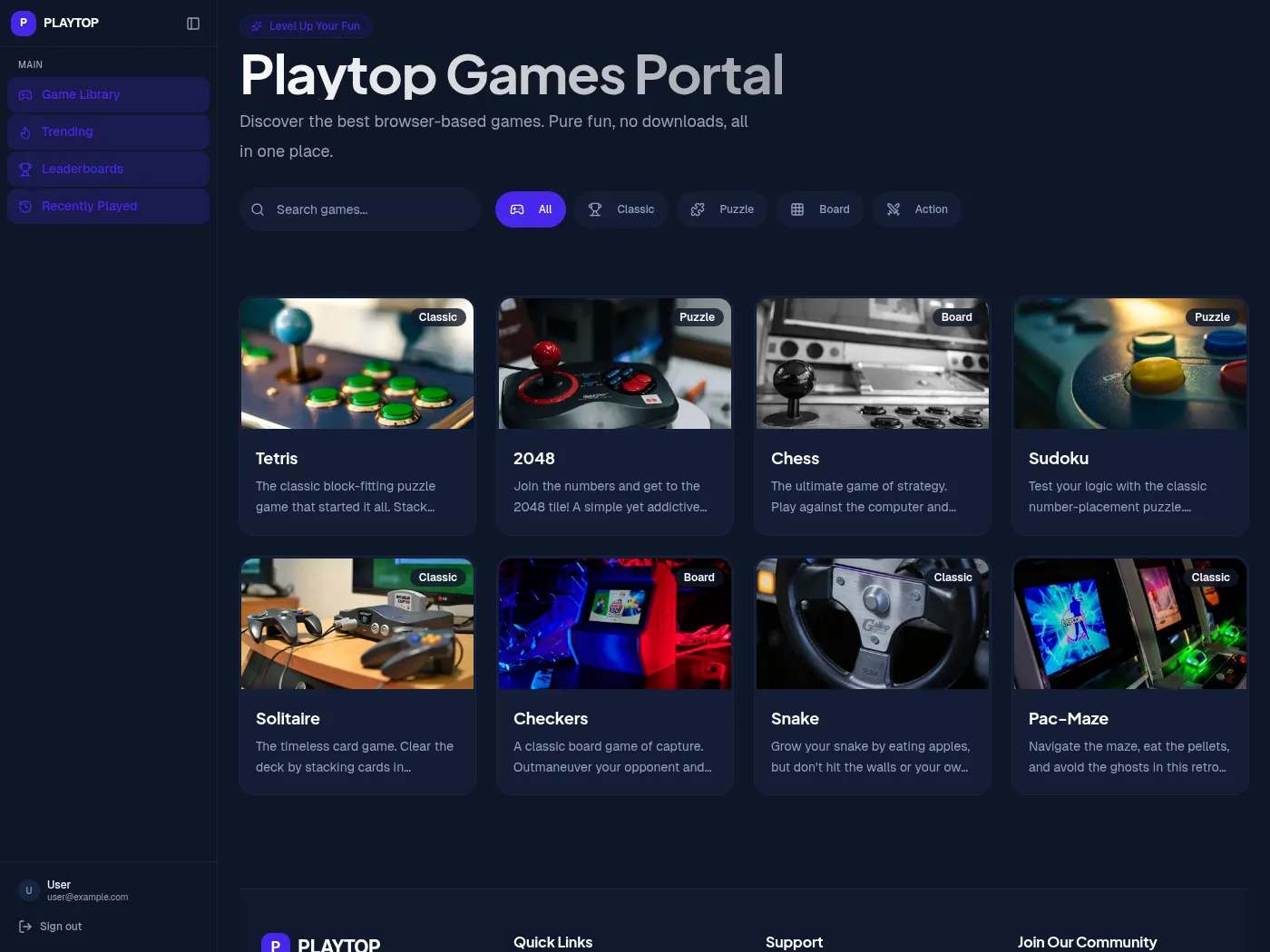 Playtop Games Portal