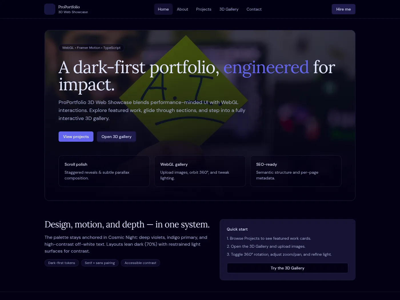 ProPortfolio 3D Web Showcase
