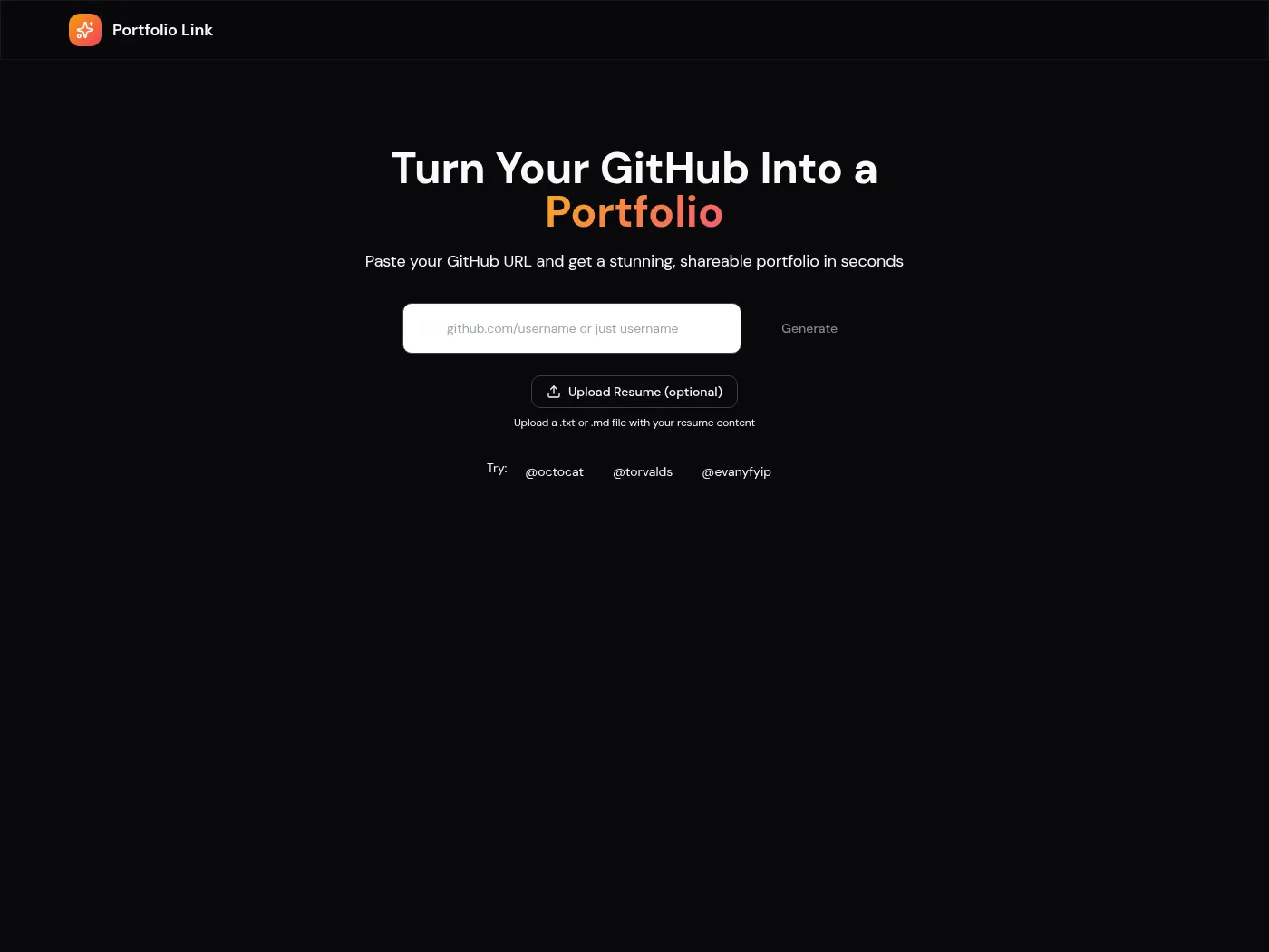 Instant Portfolio Builder