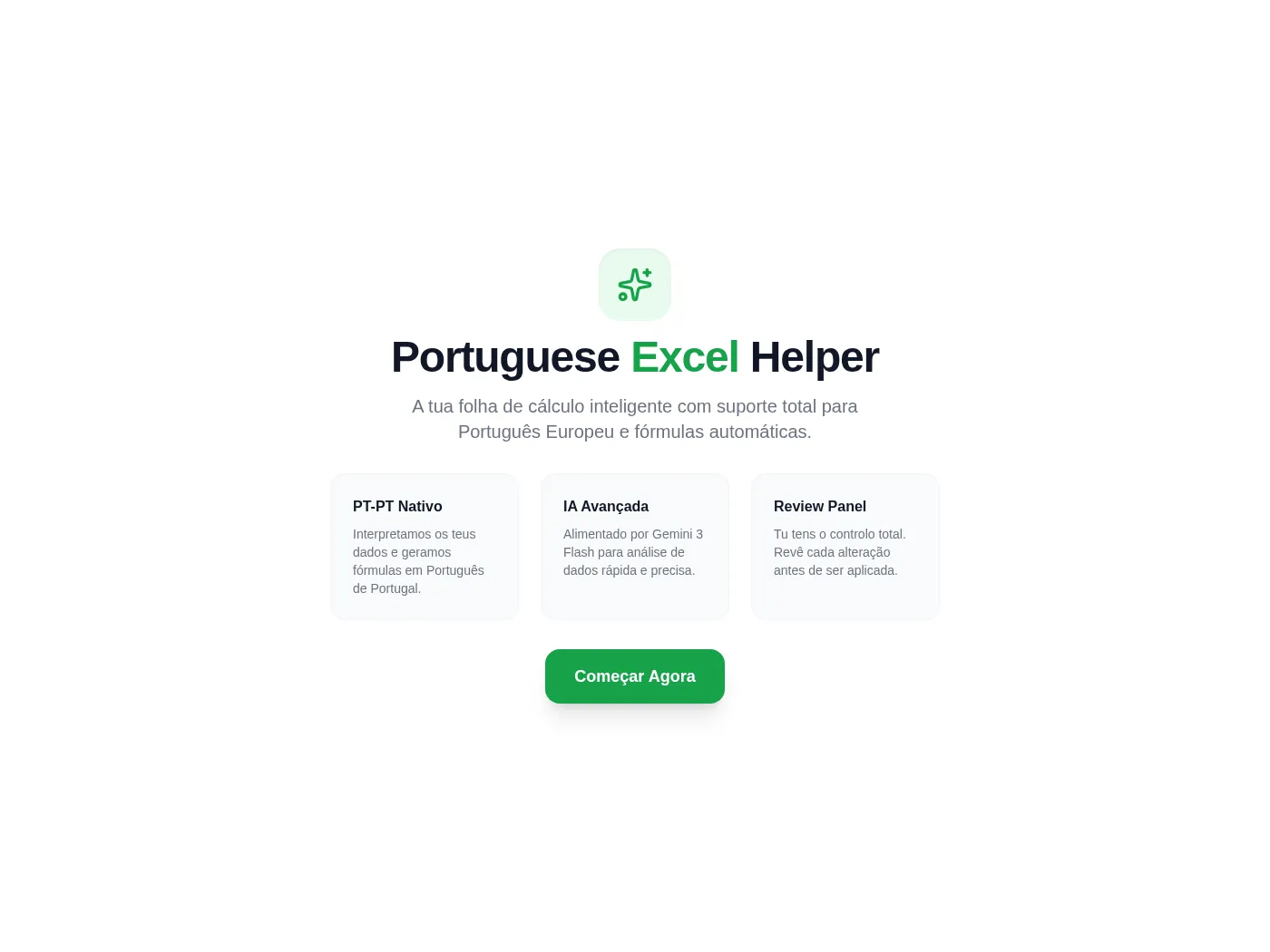 Portuguese Excel Helper