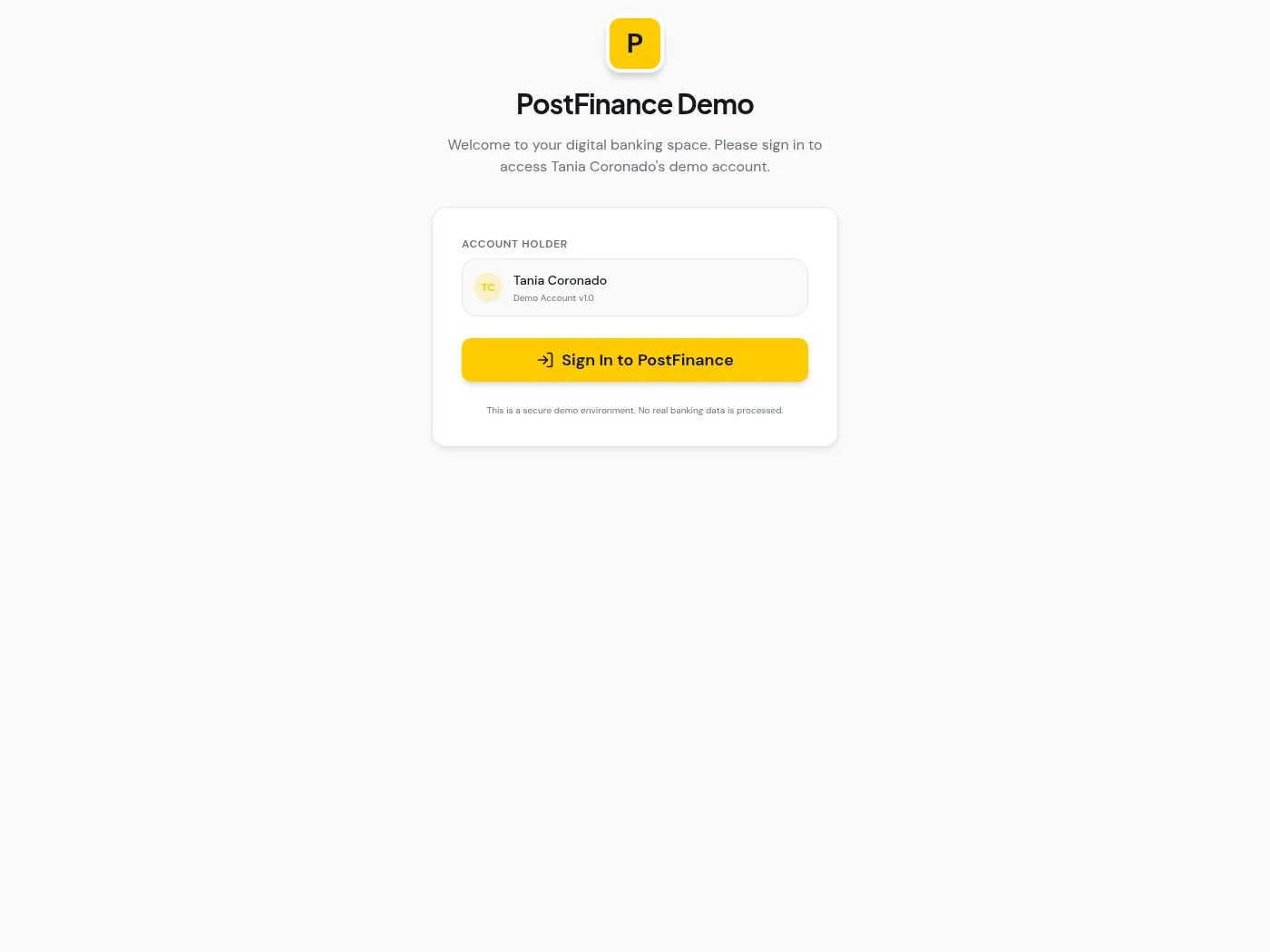 PostFinance Demo Account