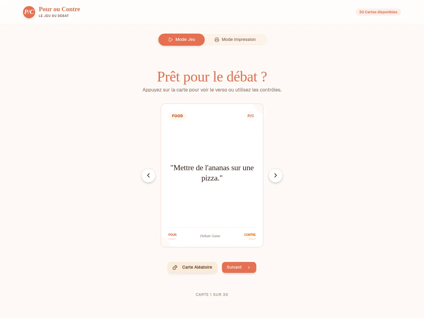 Pour ou Contre Cards