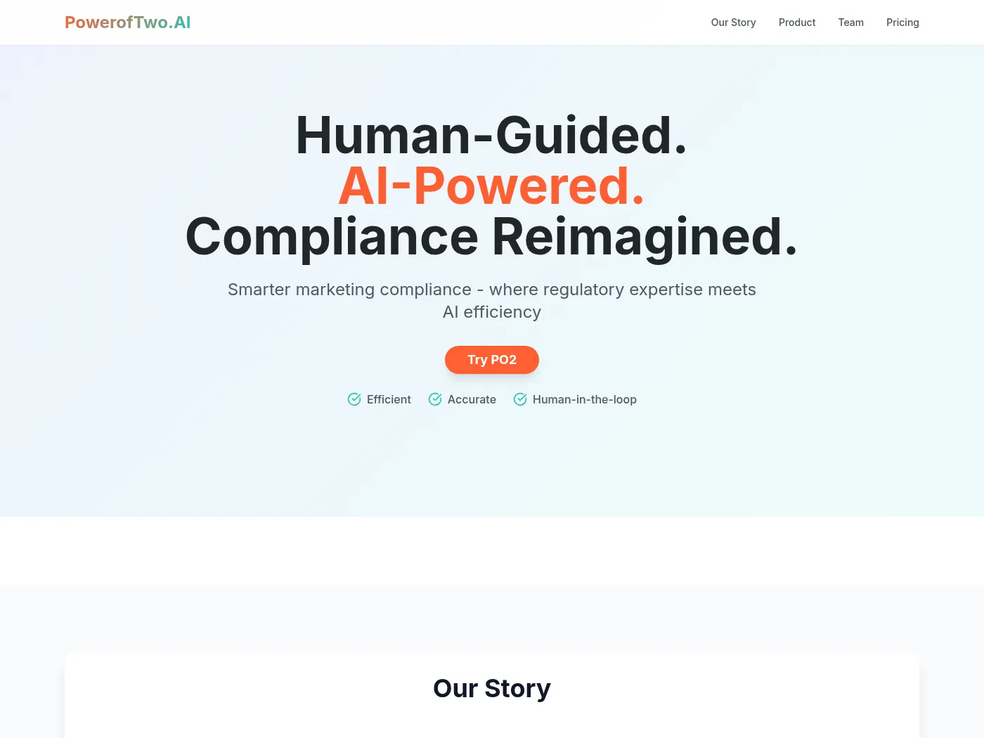 PowerofTwo.AI Landing Page: Human-Guided, AI-Powered Regulatory Compliance
