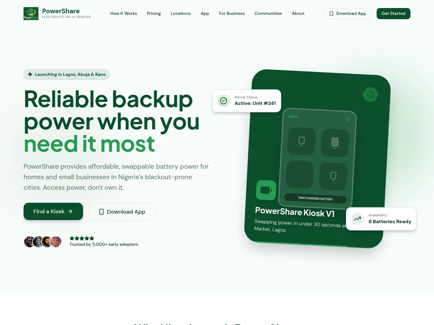 PowerShare Startup Website