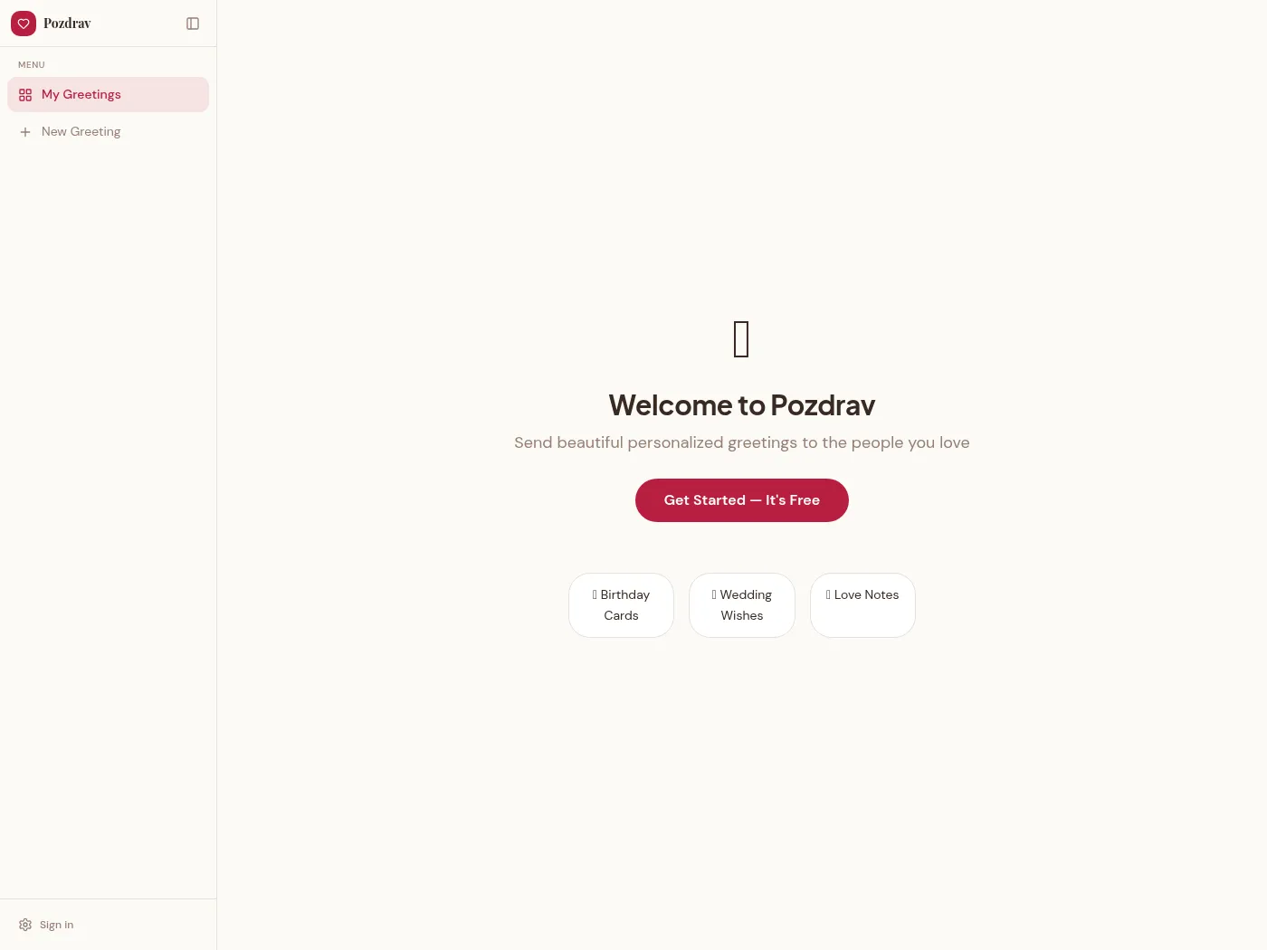 Pozdrav Greetings App
