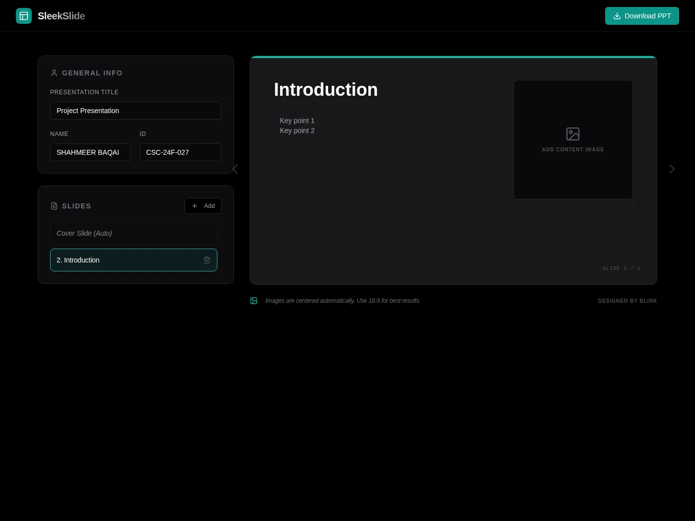 Sleek PPT Slide Generator