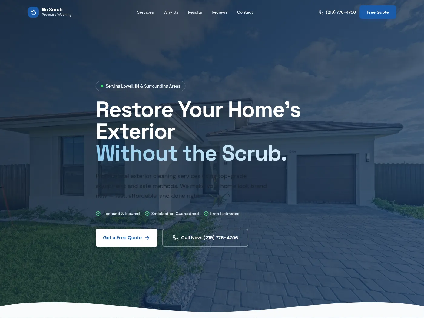 No Scrub Pressure Washing Site
